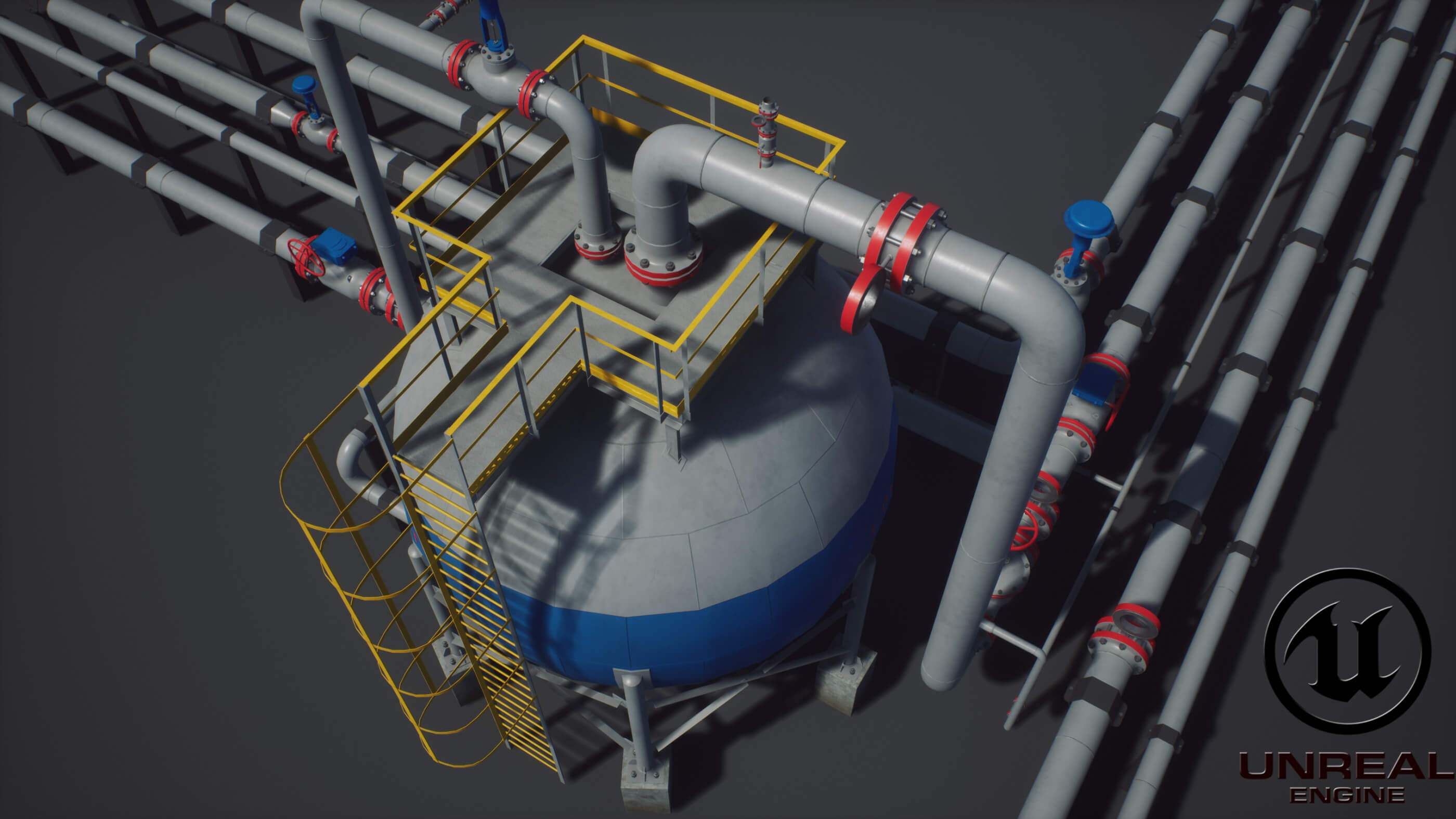 Industrial Spherical Tank PBR Game Ready - 3D Model by YuriBarinov