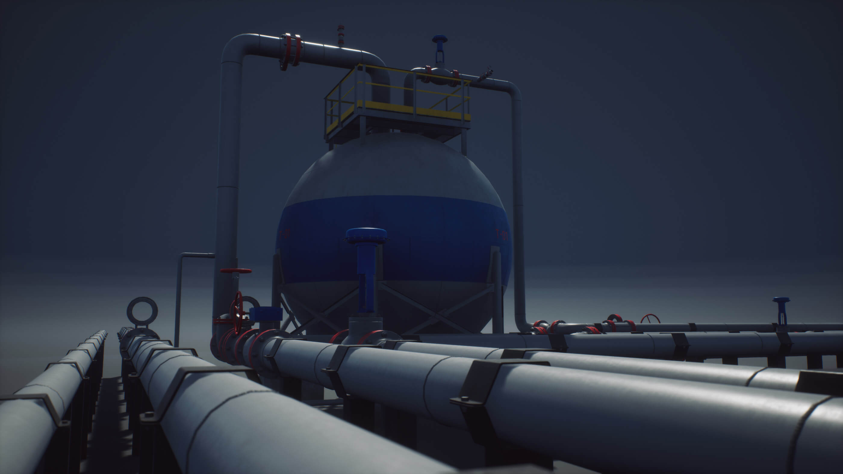 Industrial Spherical Tank PBR Game Ready - 3D Model by YuriBarinov