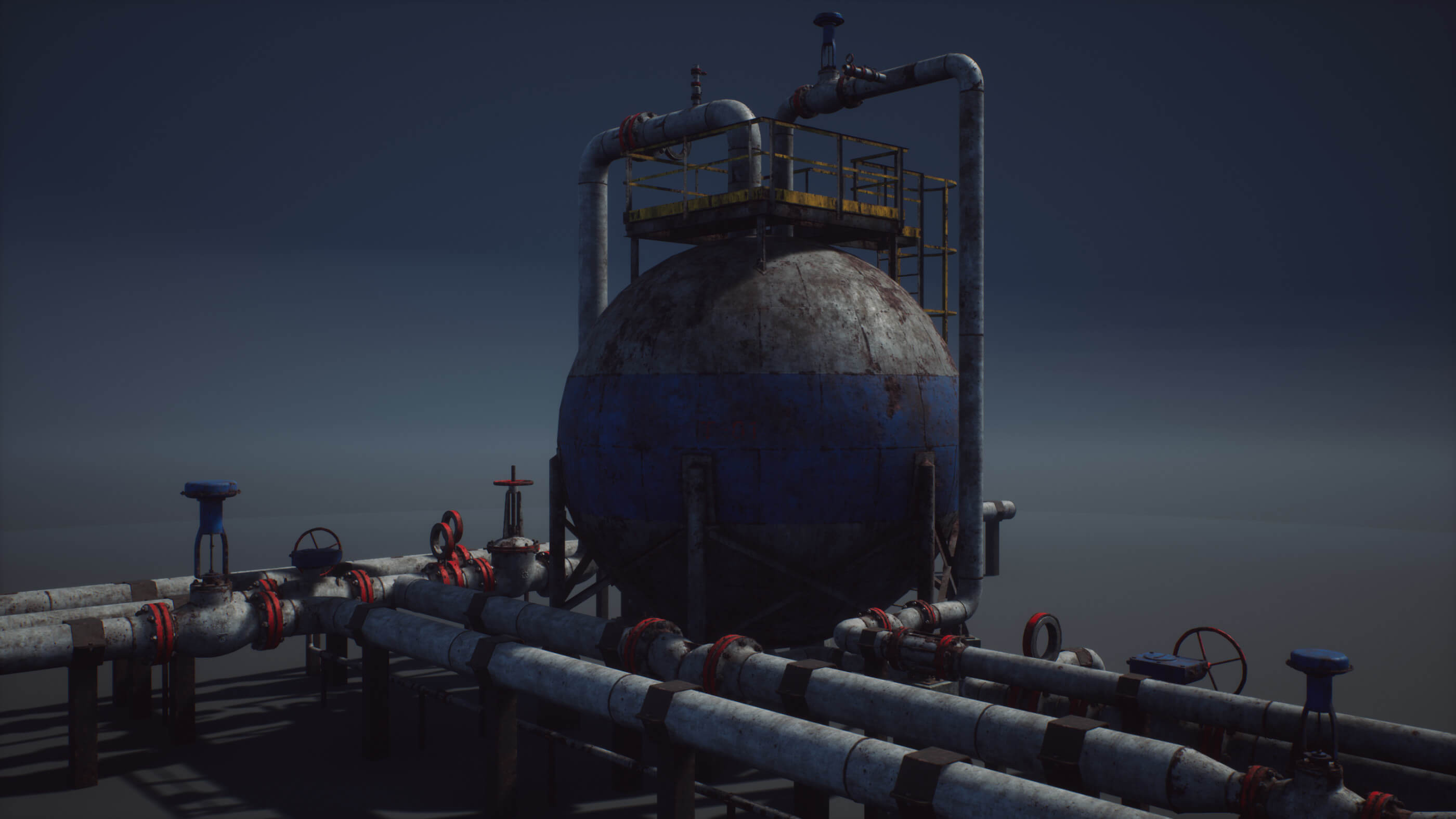 Industrial Spherical Tank PBR Game Ready - 3D Model by YuriBarinov