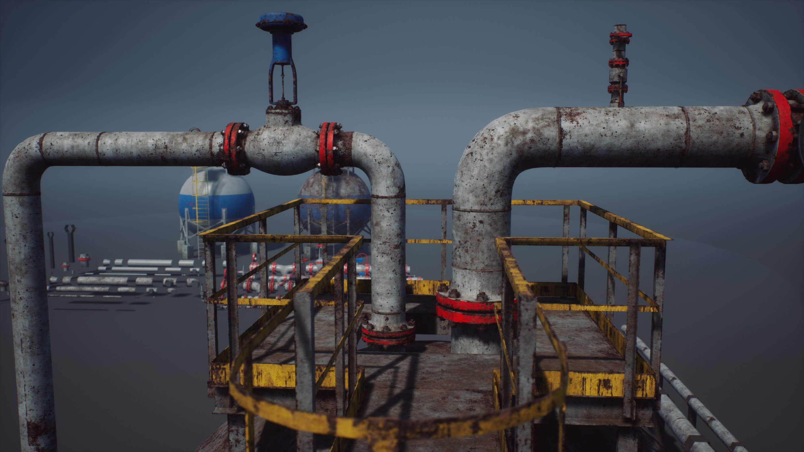 Industrial Spherical Tank PBR Game Ready - 3D Model by YuriBarinov
