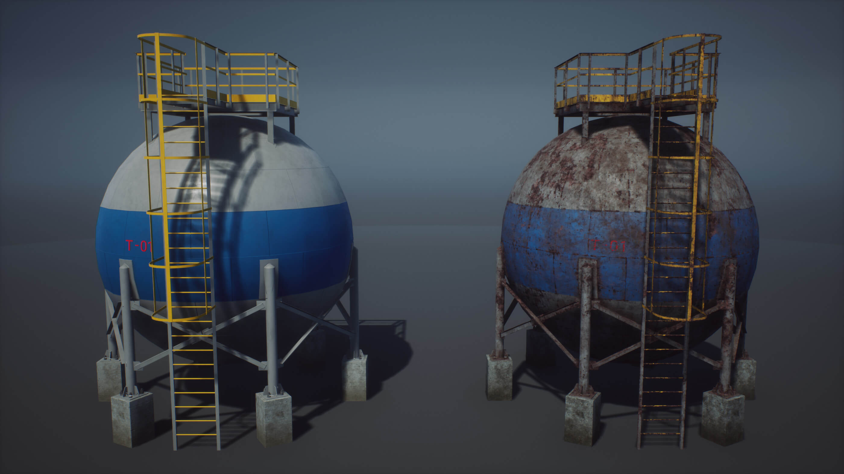 Industrial Spherical Tank PBR Game Ready - 3D Model by YuriBarinov