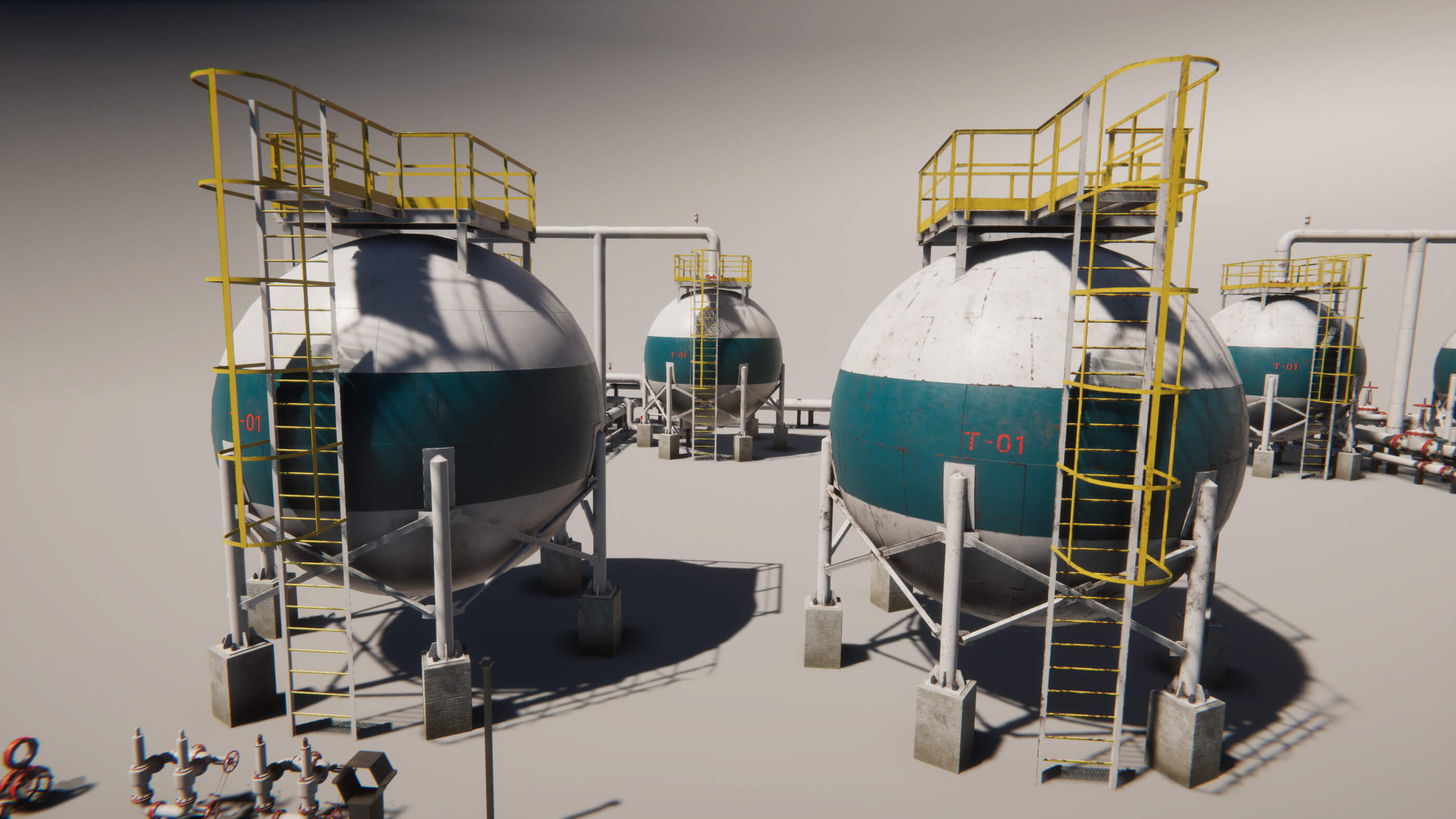 Industrial Spherical Tank PBR Game Ready - 3D Model by YuriBarinov