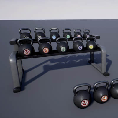 Kettlebell Rack PBR Game Ready - 3D Model by YuriBarinov
