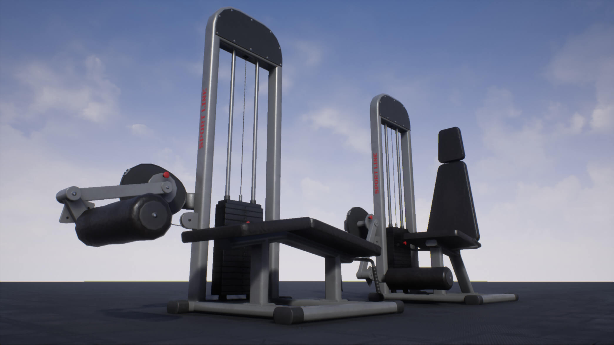 Leg Extension Curl Machine PBR Game Ready - 3D Model by YuriBarinov