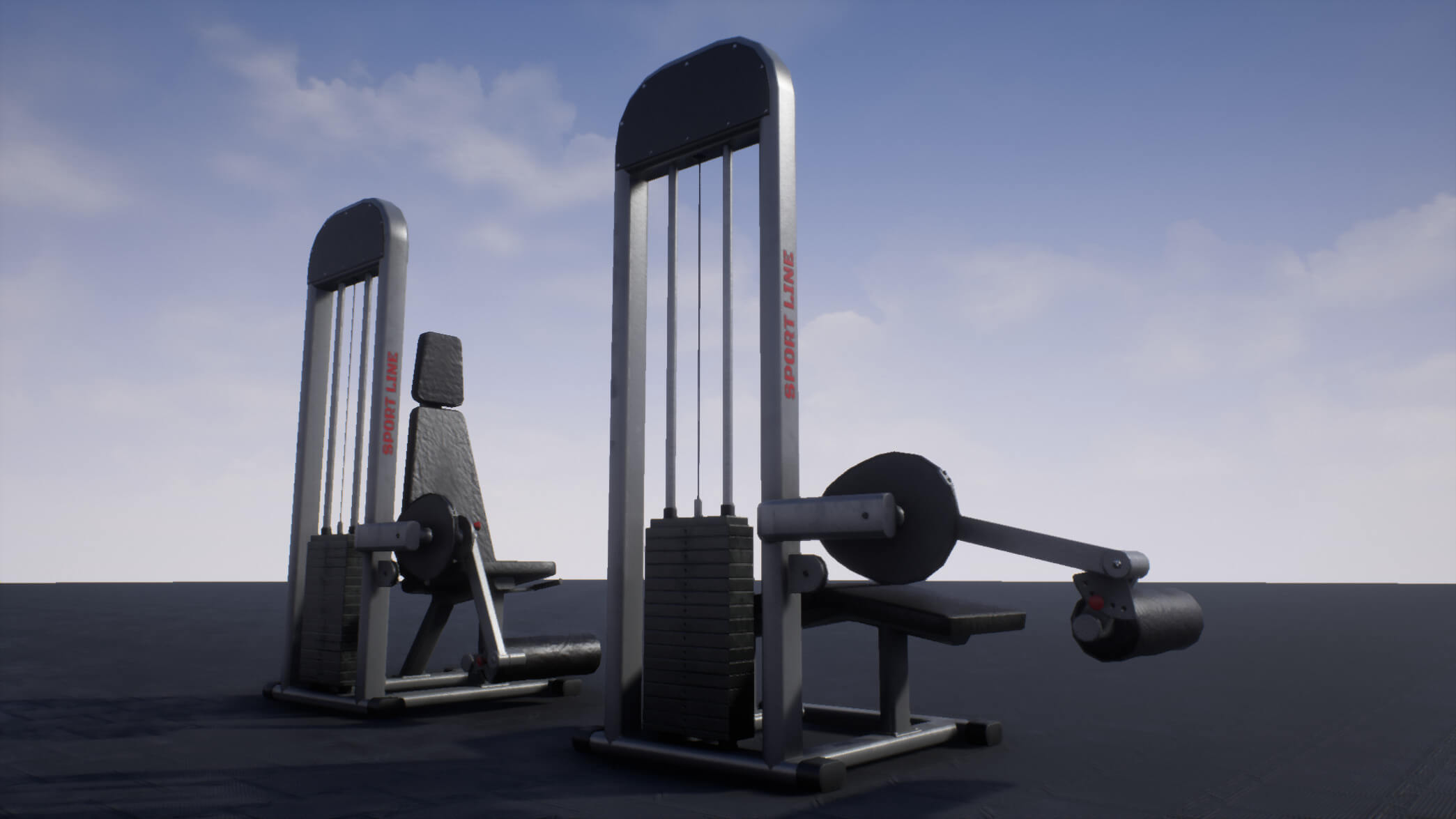 Leg Extension Curl Machine PBR Game Ready - 3D Model by YuriBarinov