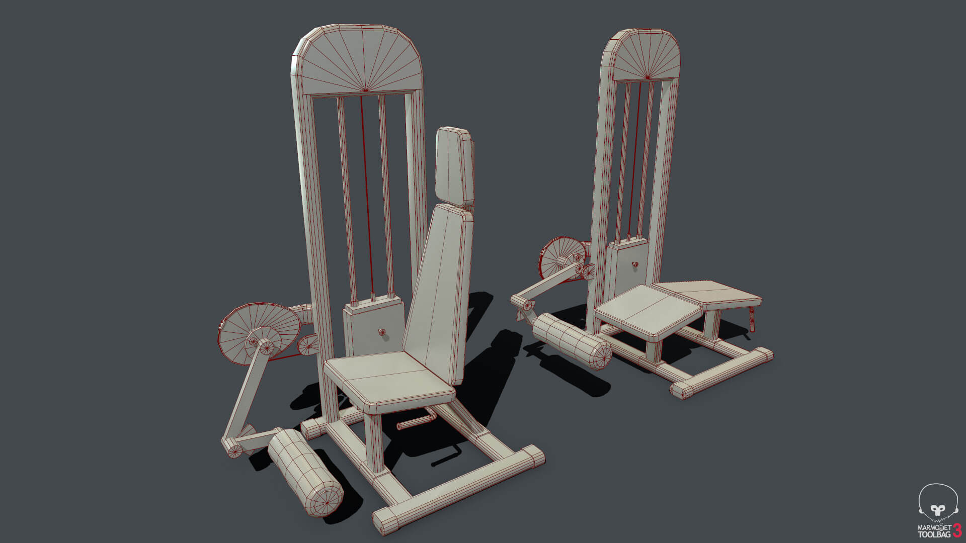 Leg Extension Curl Machine PBR Game Ready - 3D Model by YuriBarinov