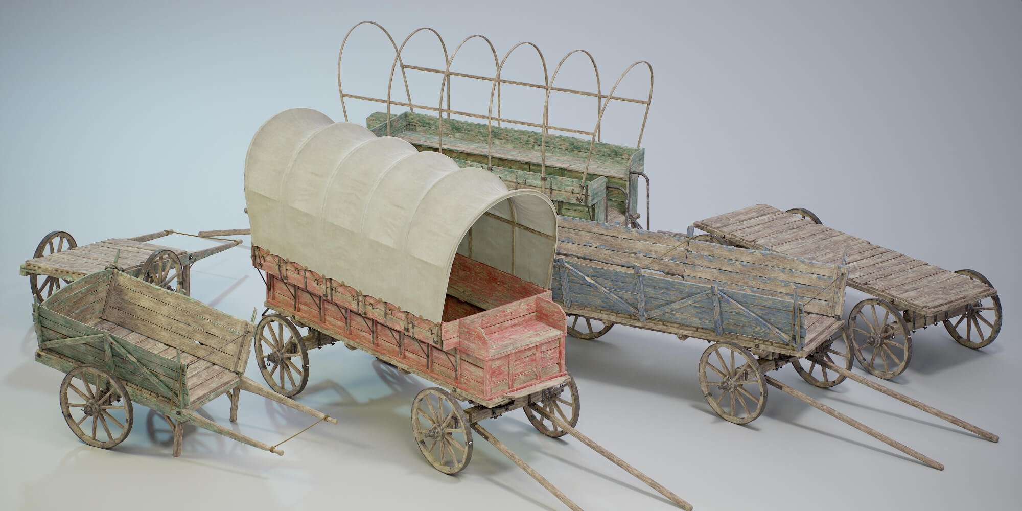 Medieval Carts Pack PBR Game Ready - 3D Model by YuriBarinov
