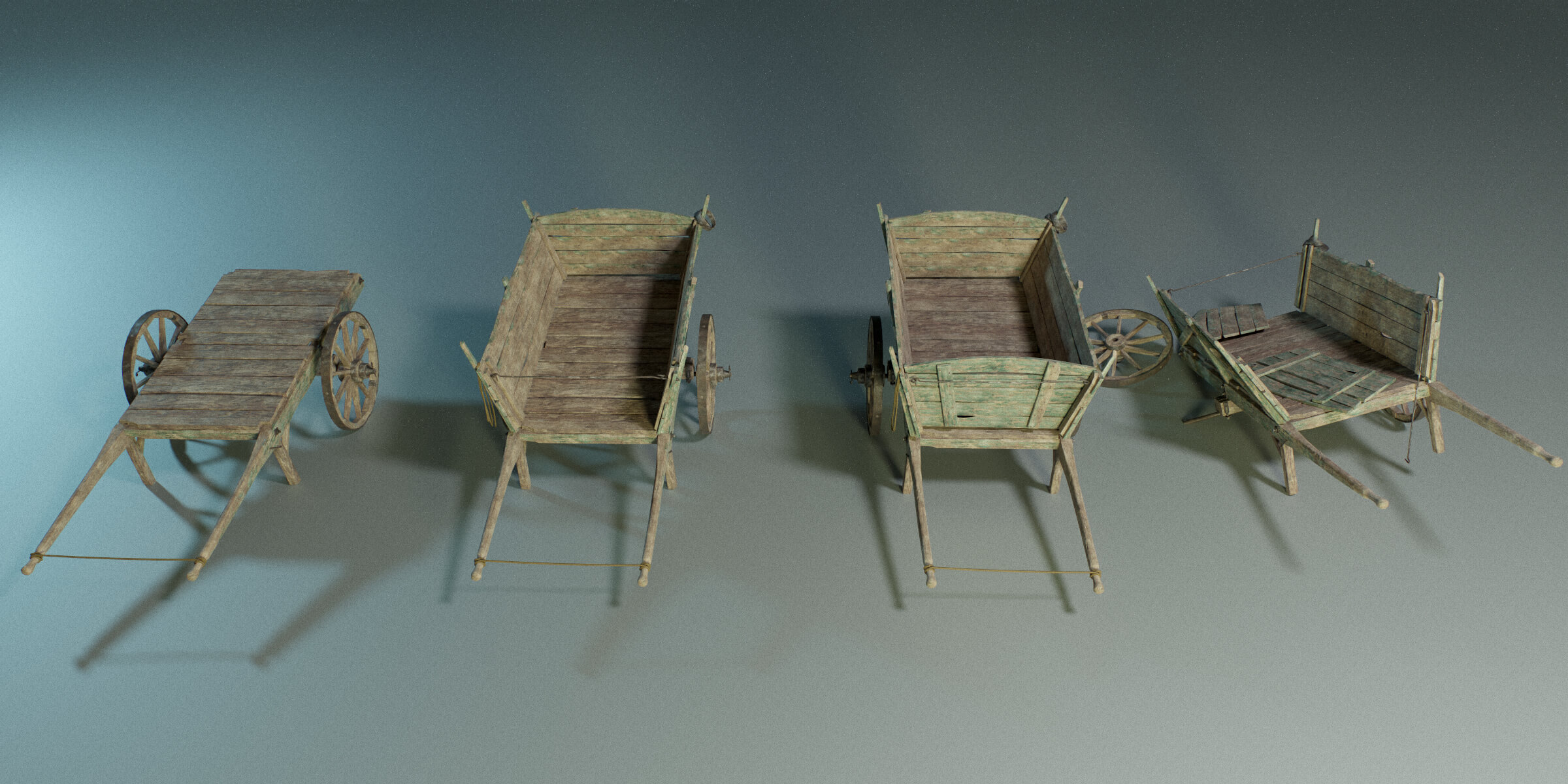 Medieval Carts Pack PBR Game Ready - 3D Model by YuriBarinov