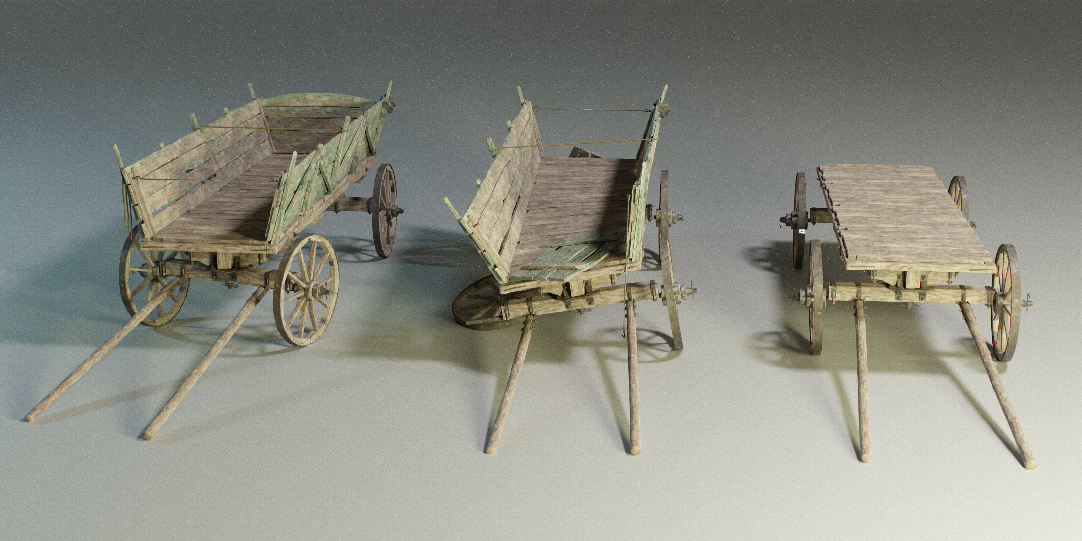 Medieval Carts Pack PBR Game Ready - 3D Model by YuriBarinov