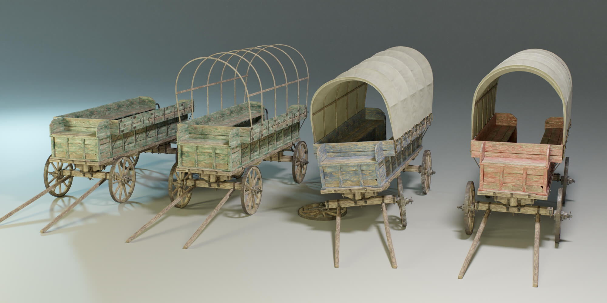 Medieval Carts Pack PBR Game Ready - 3D Model by YuriBarinov