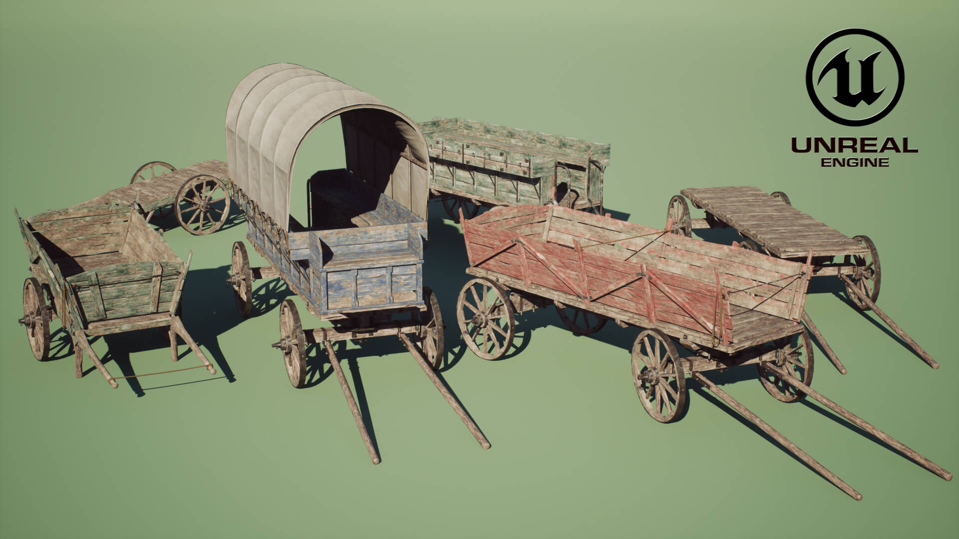 Medieval Carts Pack PBR Game Ready - 3D Model by YuriBarinov