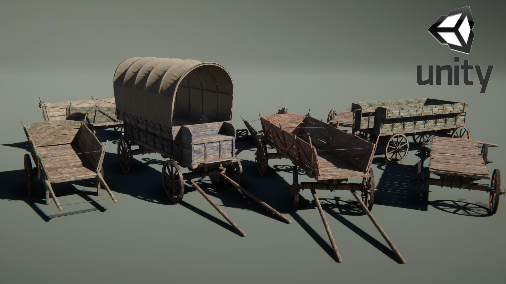 Medieval Carts Pack PBR Game Ready - 3D Model by YuriBarinov