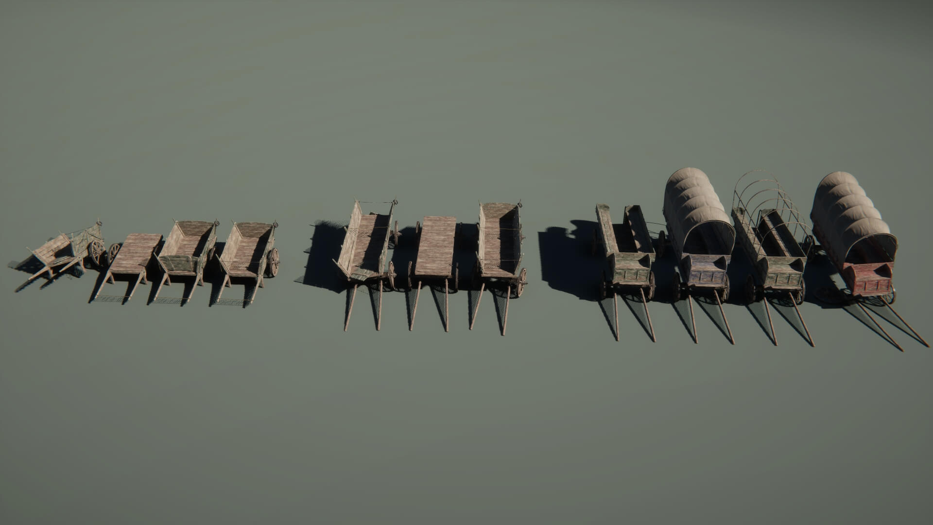 Medieval Carts Pack PBR Game Ready - 3D Model by YuriBarinov