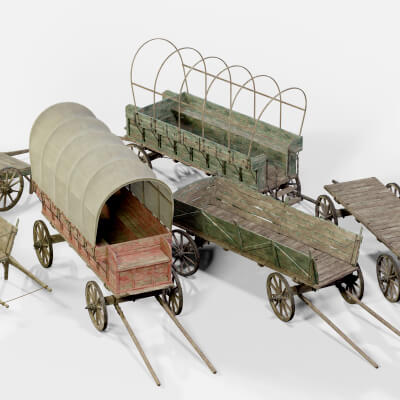 Medieval Carts Pack PBR Game Ready - 3D Model by YuriBarinov