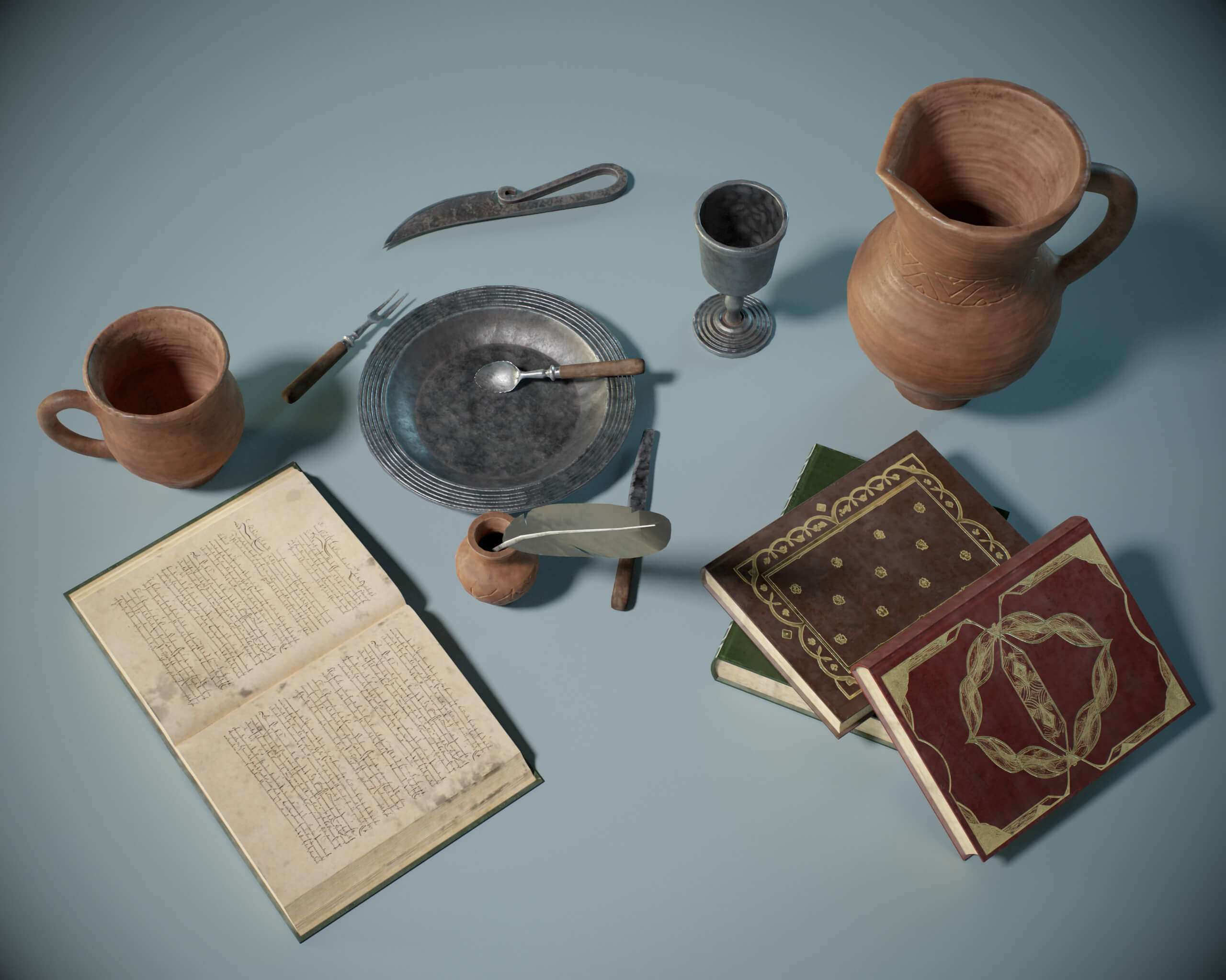 Medieval Props Set PBR - 3D Model by YuriBarinov