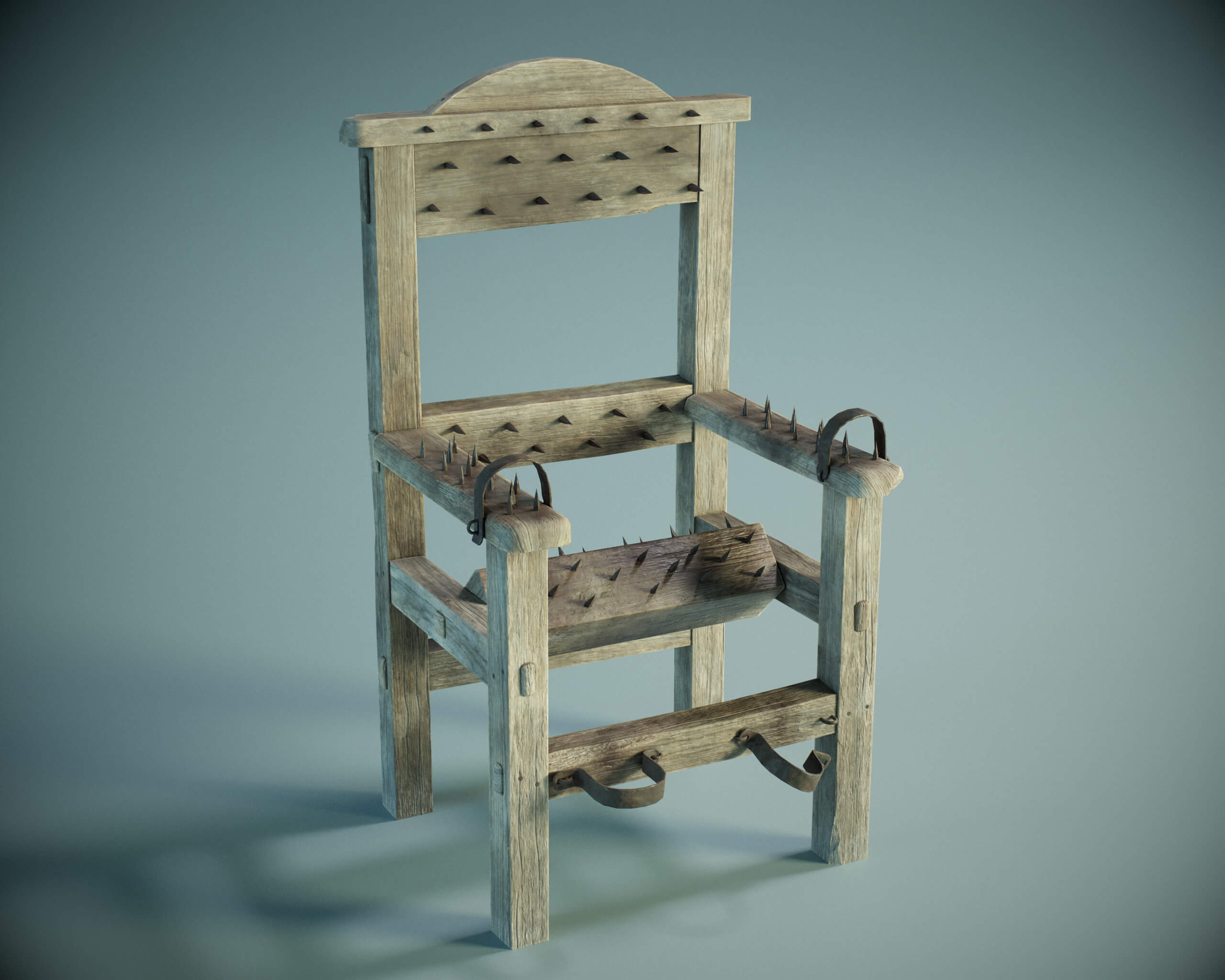 Medieval Spiked Torture Chair PBR Game Ready - 3D Model by YuriBarinov