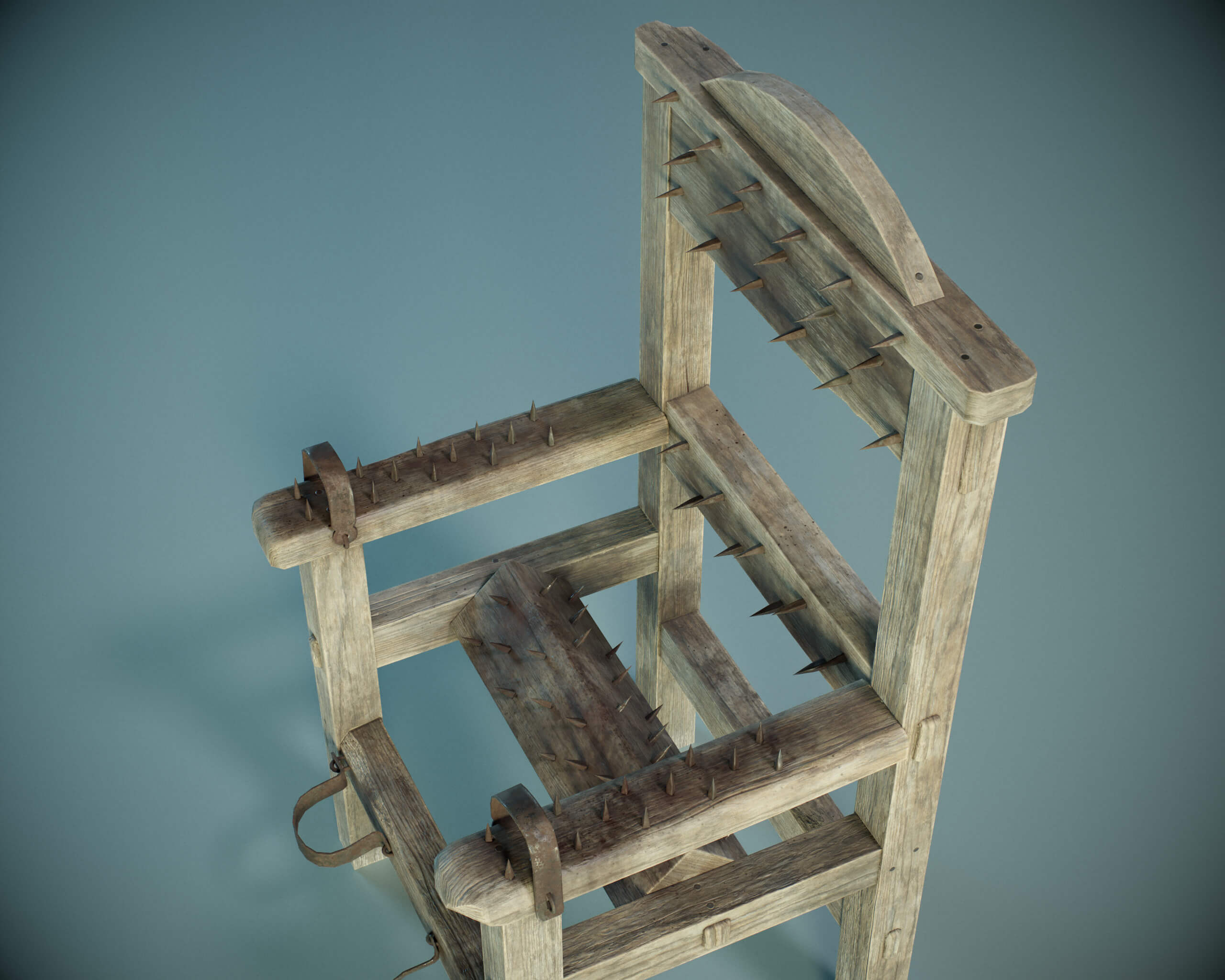 Medieval Spiked Torture Chair PBR Game Ready - 3D Model by YuriBarinov