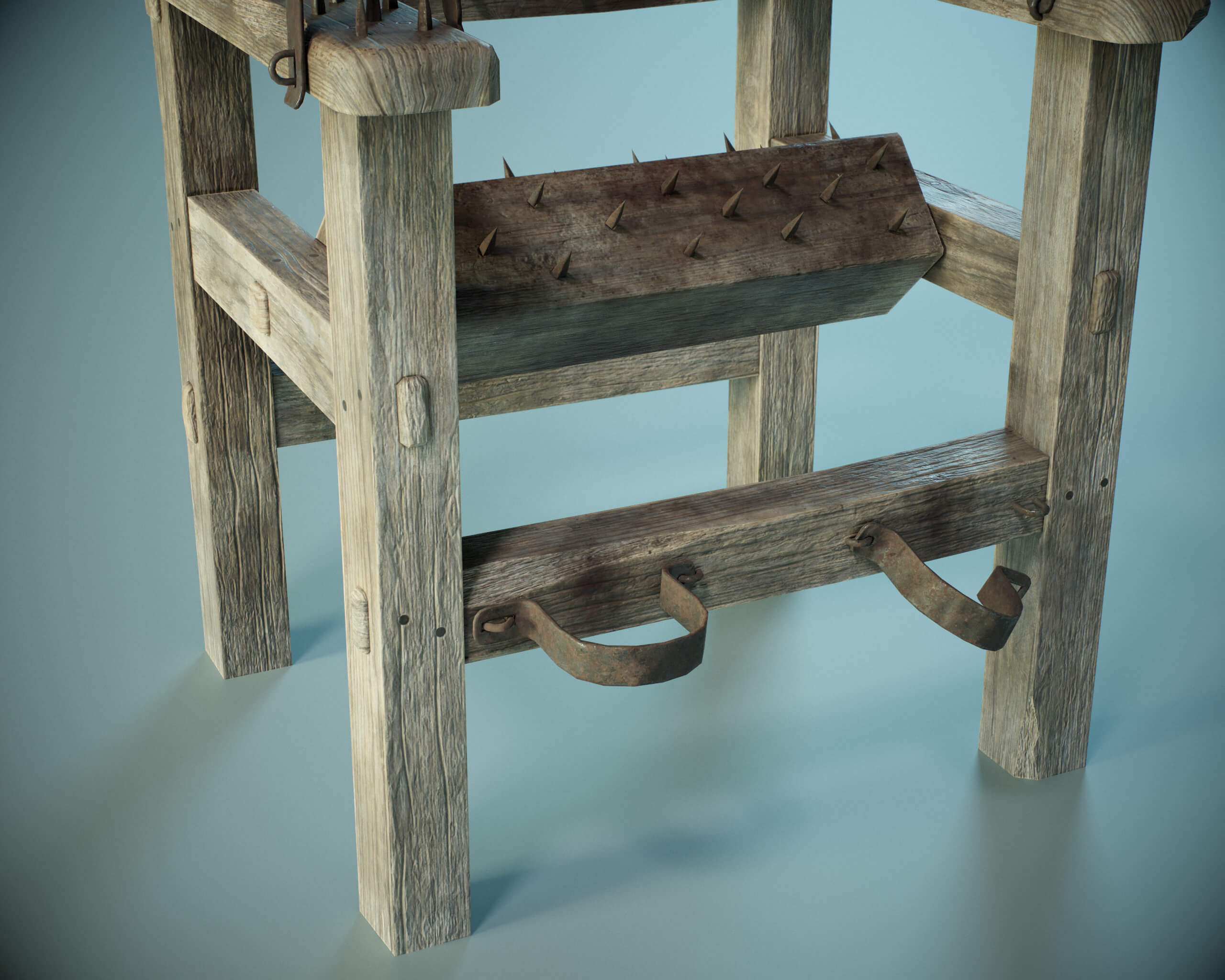 Medieval Spiked Torture Chair PBR Game Ready - 3D Model by YuriBarinov