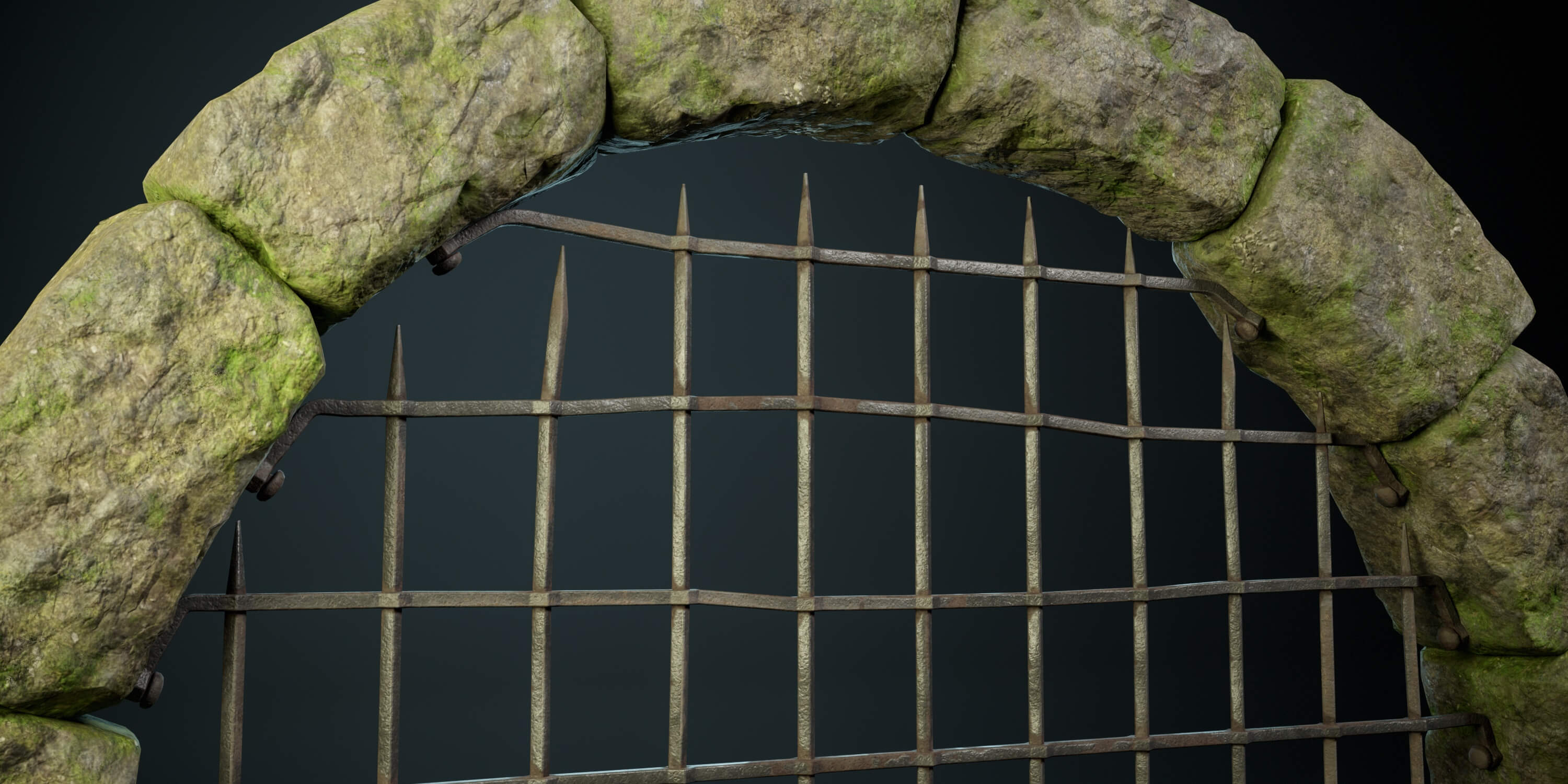 Medieval Stone Tunnel Grille PBR - 3D Model by YuriBarinov