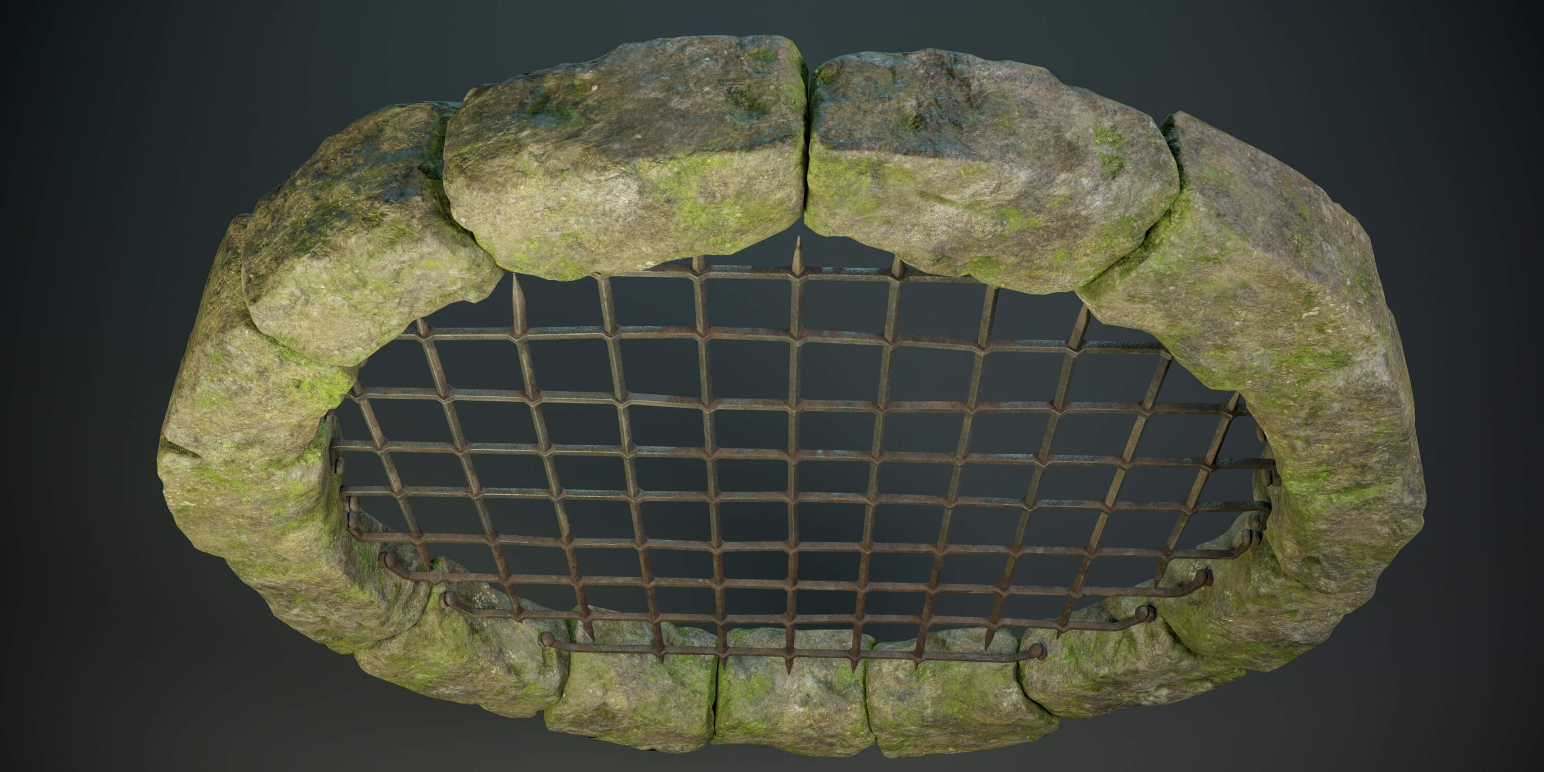 Medieval Stone Tunnel Grille PBR - 3D Model by YuriBarinov