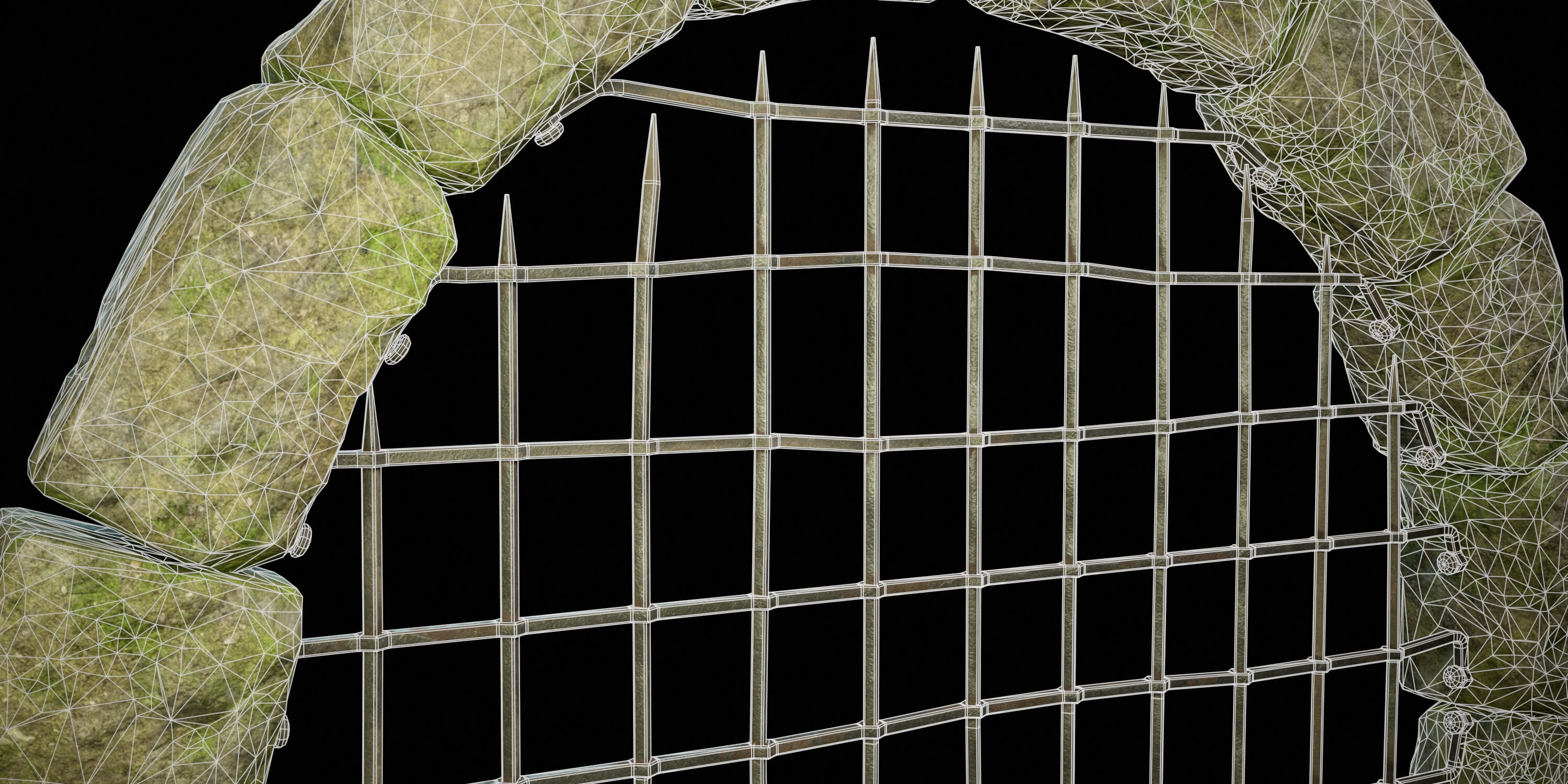 Medieval Stone Tunnel Grille PBR - 3D Model by YuriBarinov