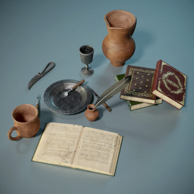Medieval Tableware and Props Set DAZ by YuriBarinov