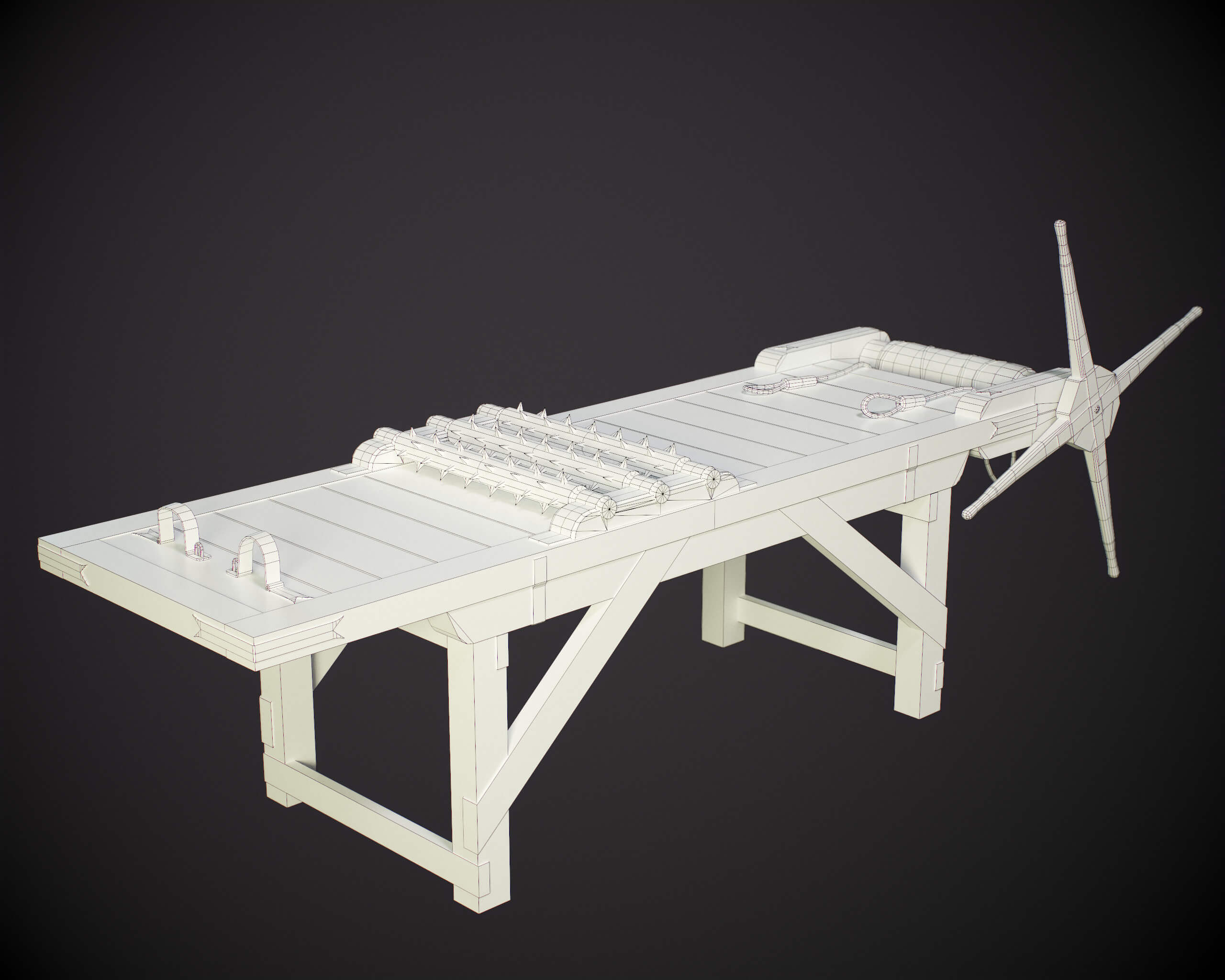 Medieval Torture Rack PBR Game Ready - 3D Model by YuriBarinov