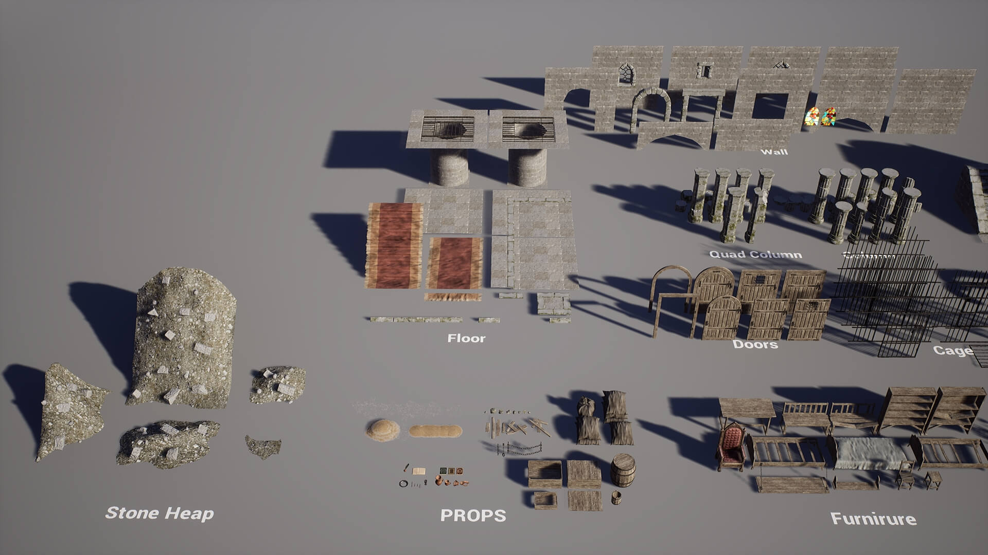 Modular Medieval Dungeon Game Ready - 3D Model by YuriBarinov
