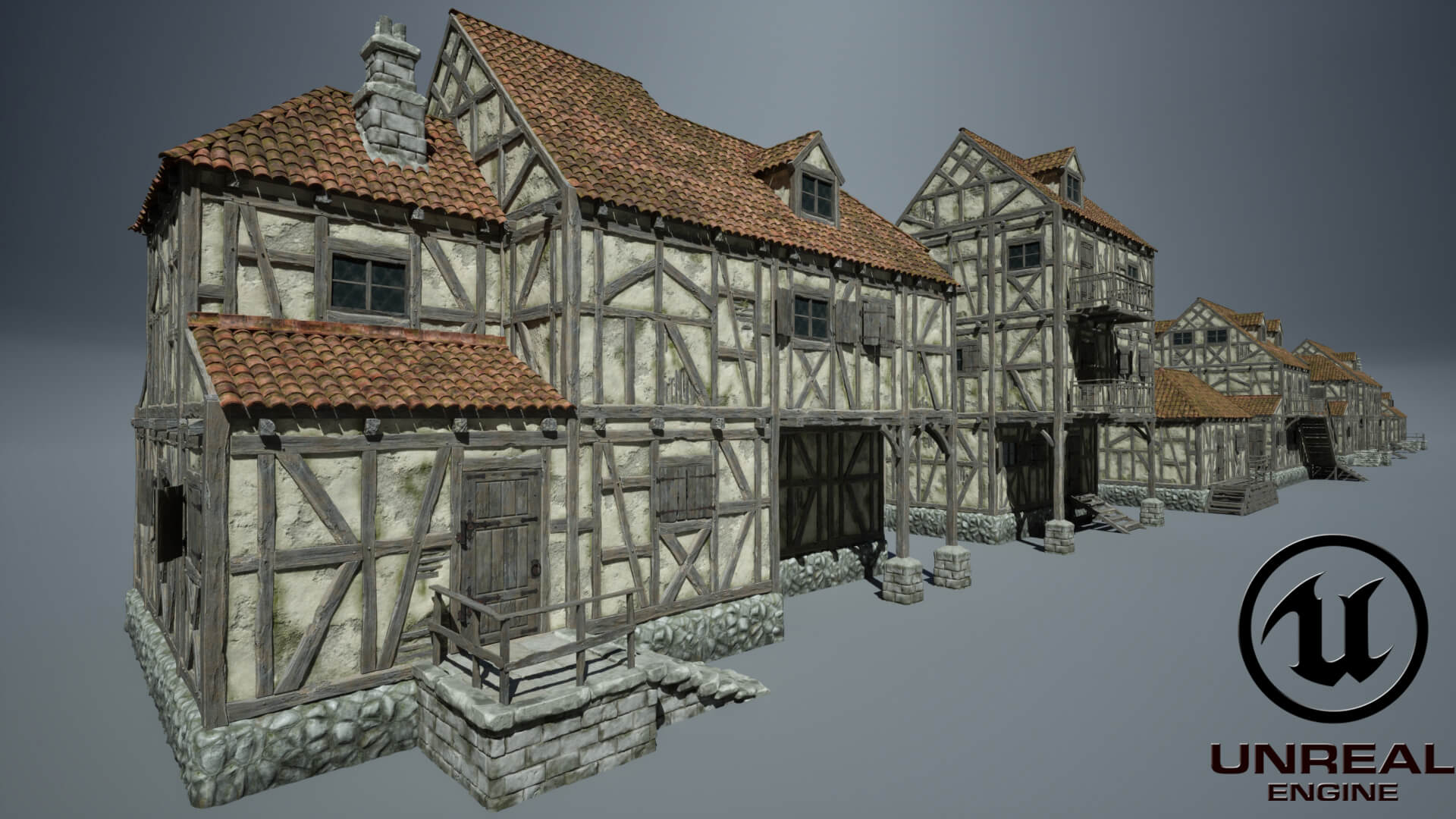 Modular Medieval Houses Game Ready - 3D Model by YuriBarinov