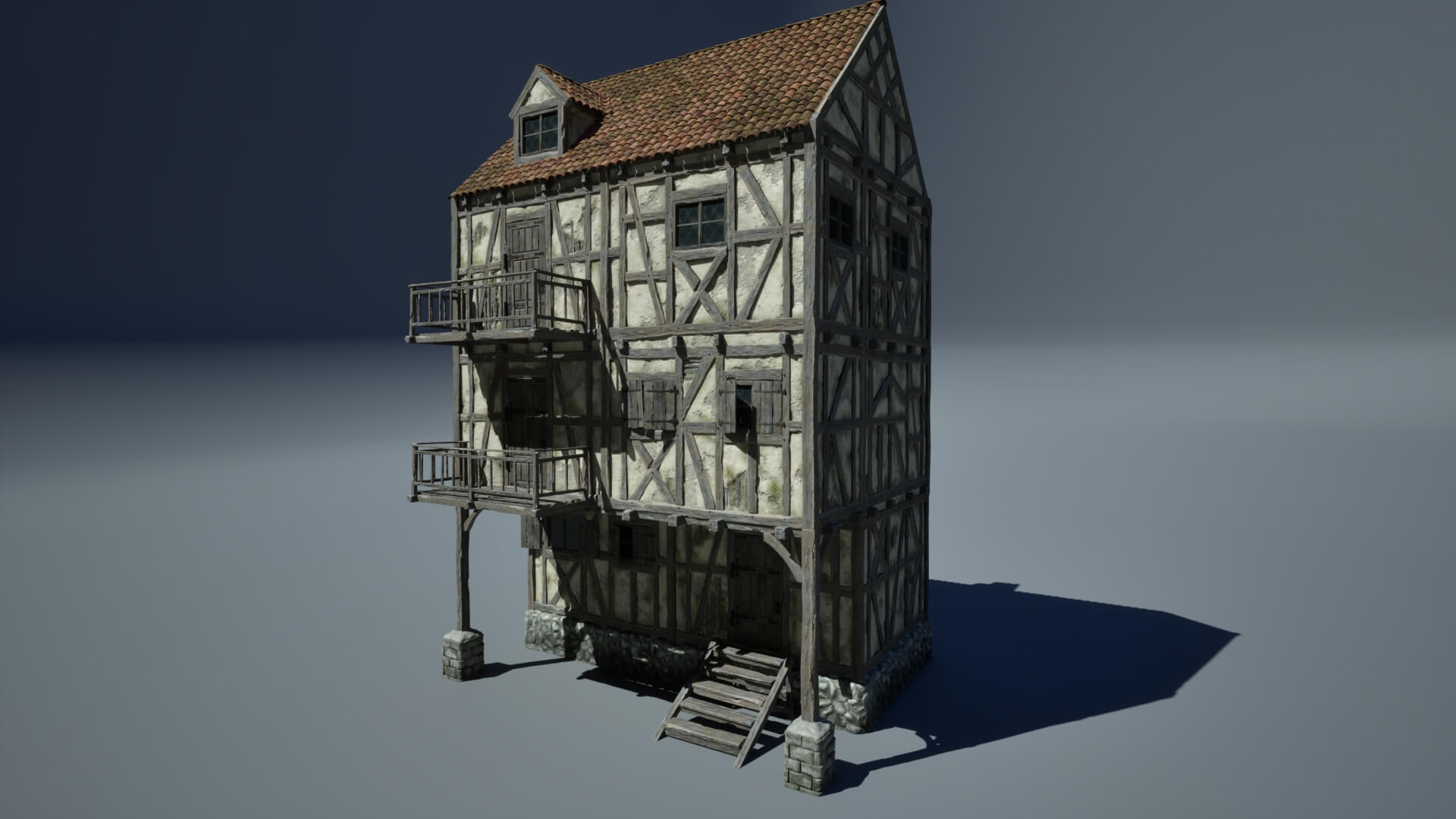 Modular Medieval Houses Game Ready - 3D Model by YuriBarinov