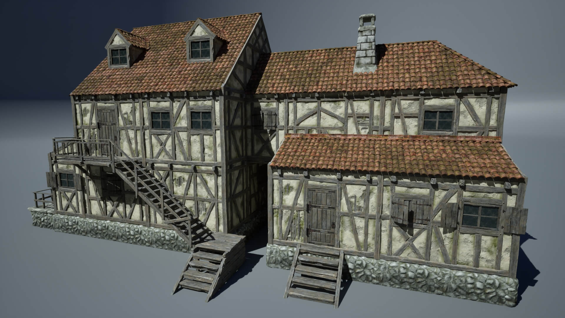 Modular Medieval Houses Game Ready - 3D Model by YuriBarinov