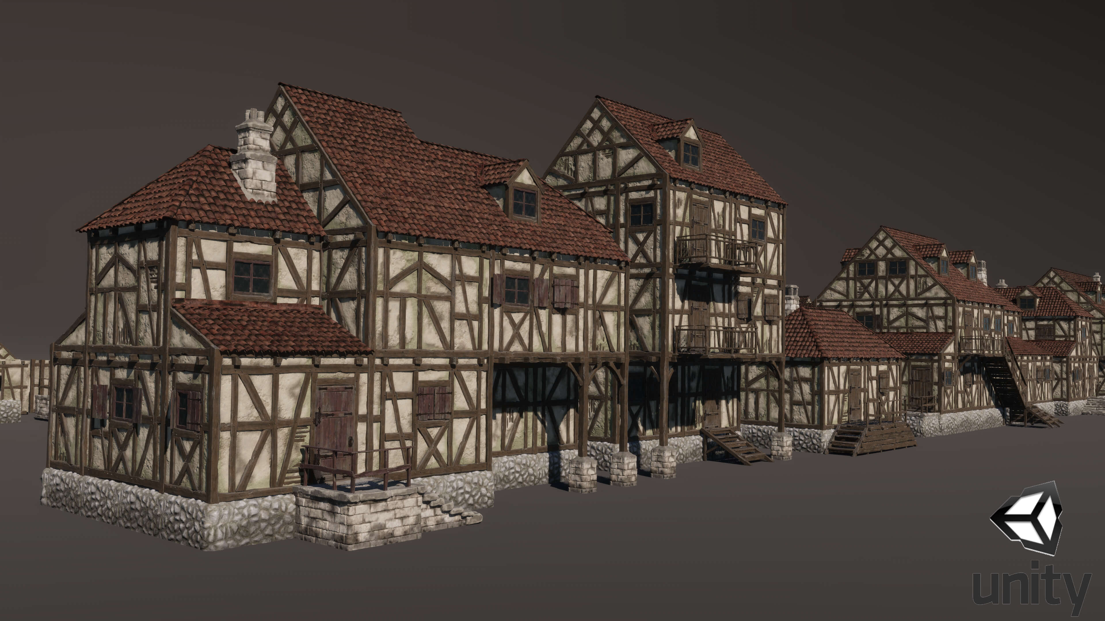 Modular Medieval Houses Game Ready - 3D Model by YuriBarinov