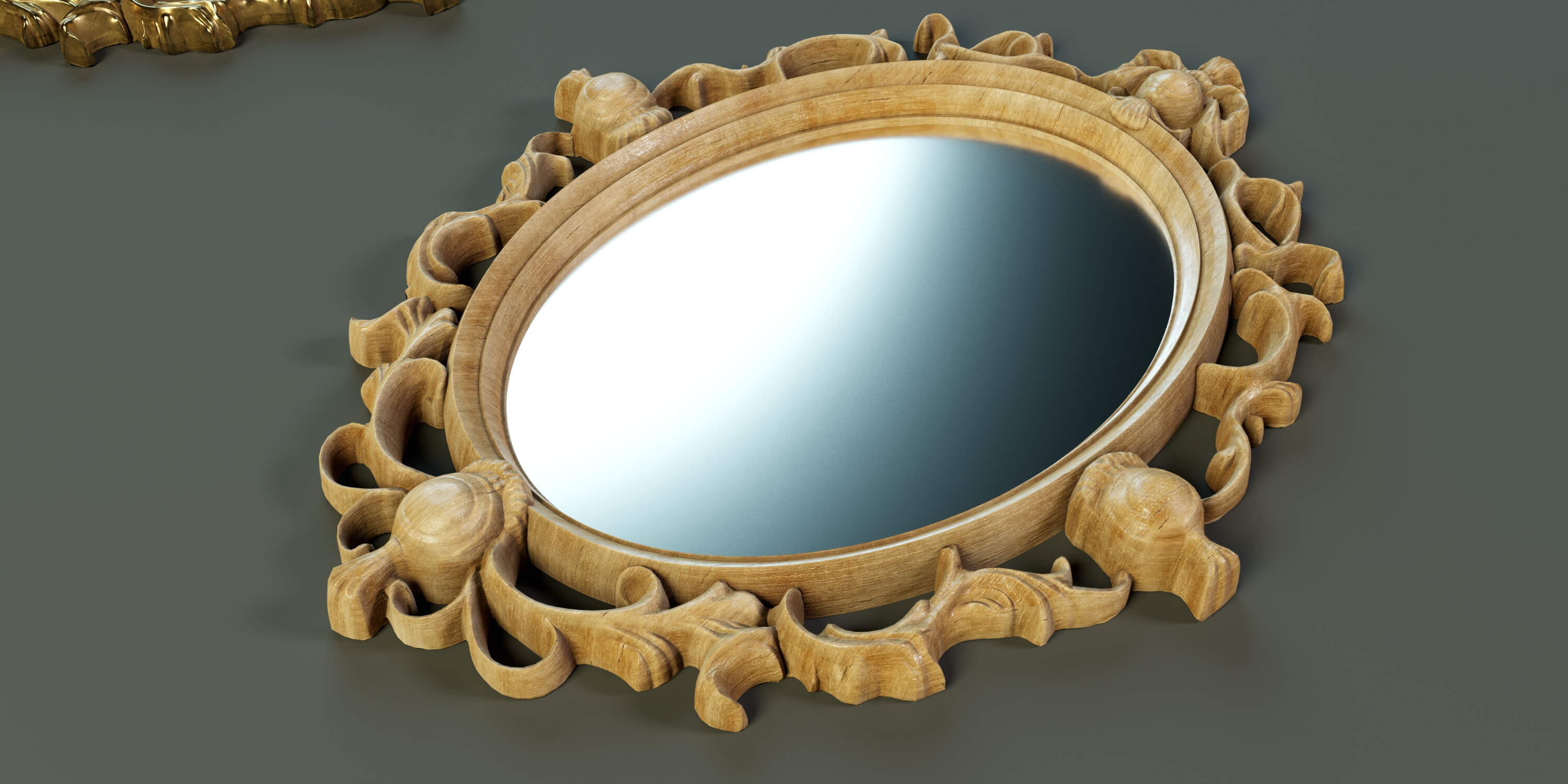 Oval Mirror Frame PBR - 3D Model by YuriBarinov
