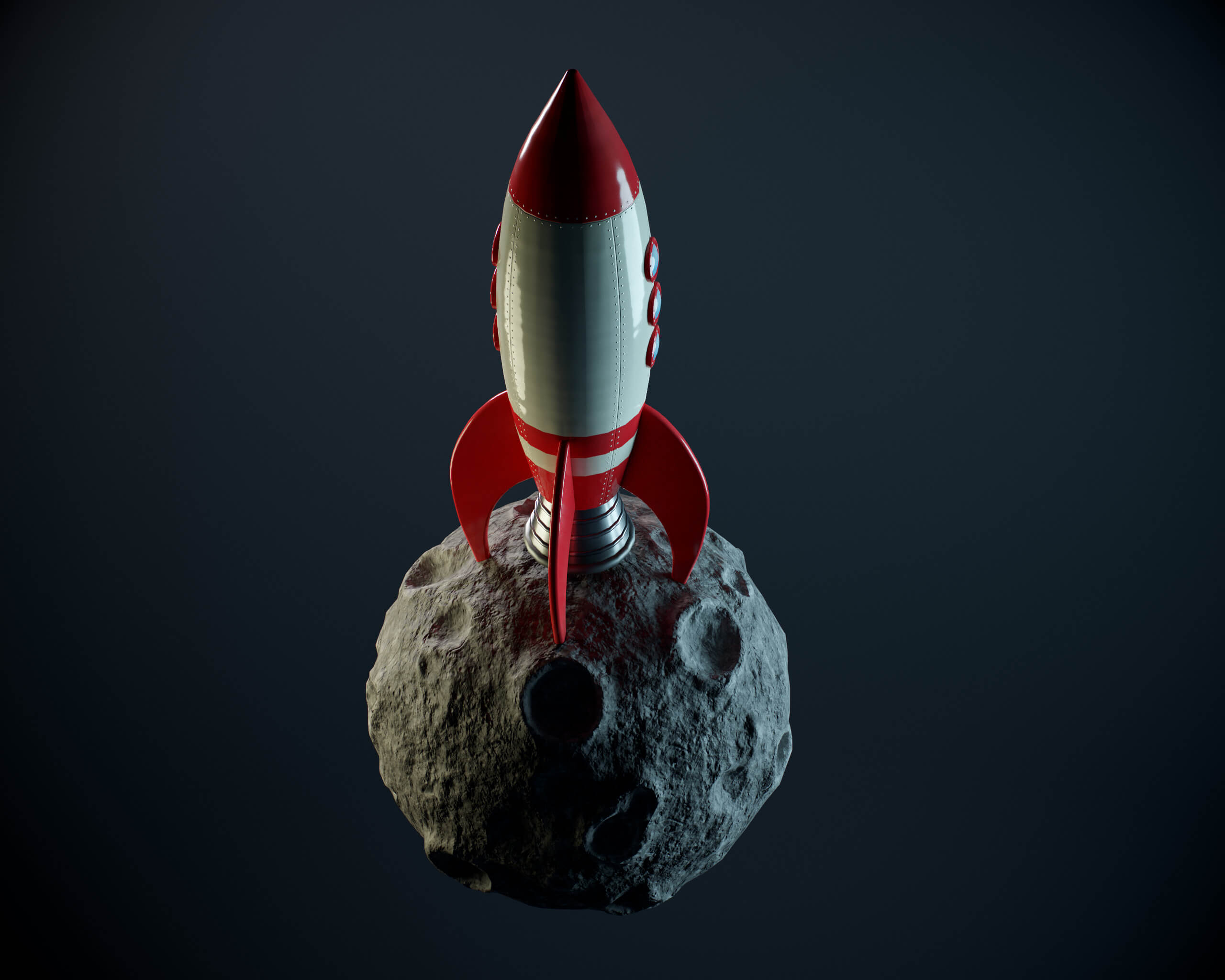 Rocket on The Moon - 3D Model by YuriBarinov