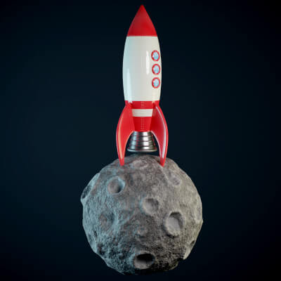 Rocket on The Moon - 3D Model by YuriBarinov