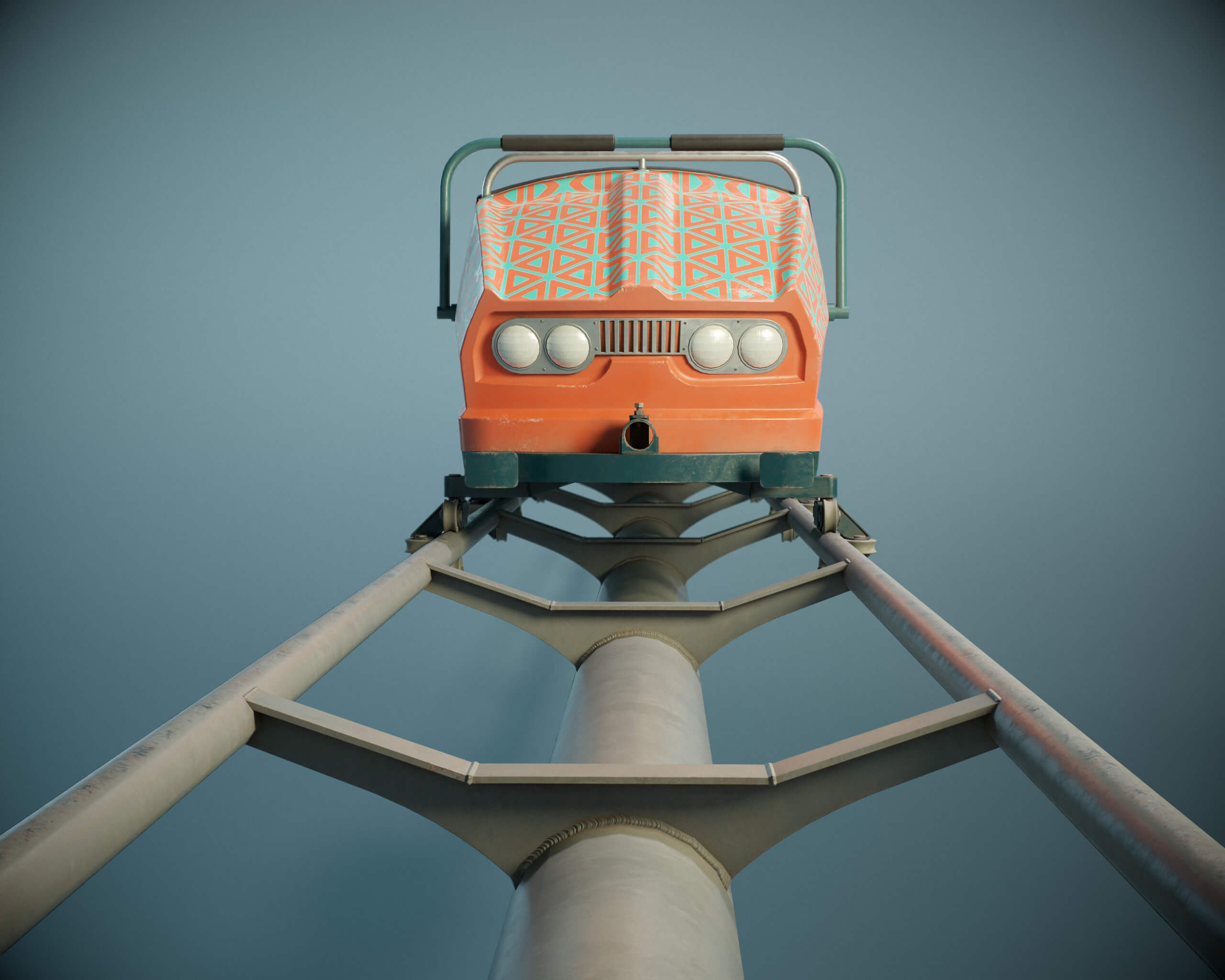 Roller Coaster Cart 02 PBR Game Ready - 3D Model by YuriBarinov