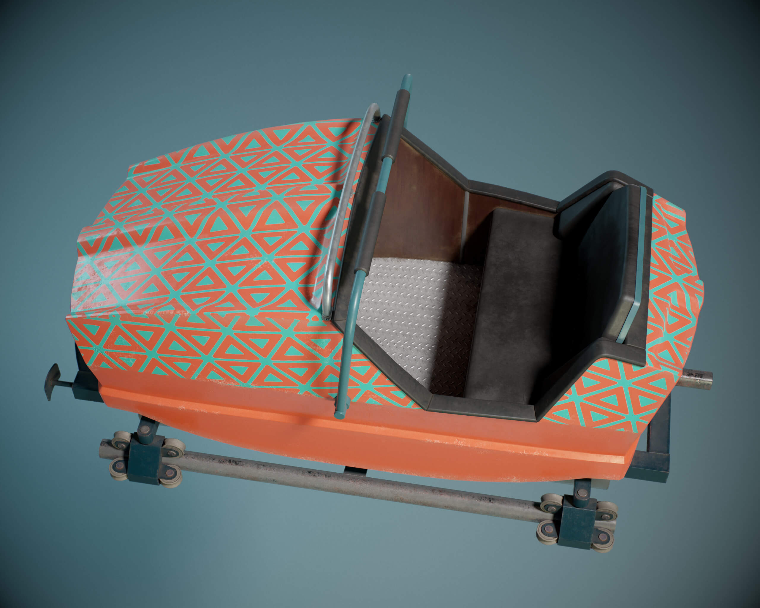 Roller Coaster Cart 02 PBR Game Ready - 3D Model by YuriBarinov