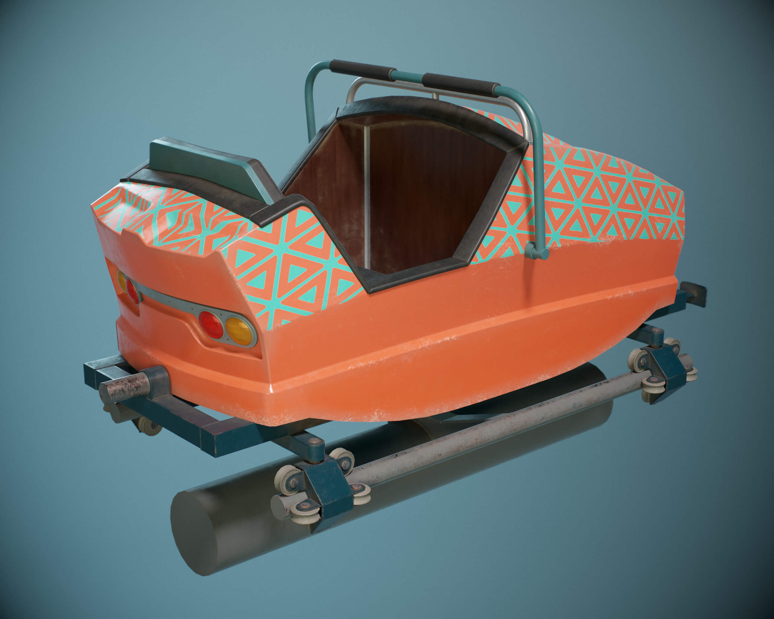Roller Coaster Cart 02 PBR Game Ready - 3D Model by YuriBarinov