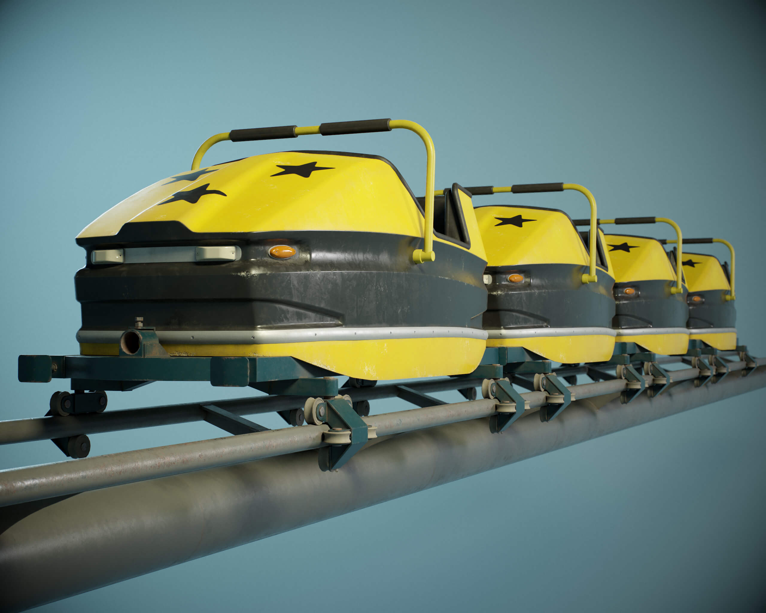 Roller Coaster Cart PBR Game Ready - 3D Model by YuriBarinov