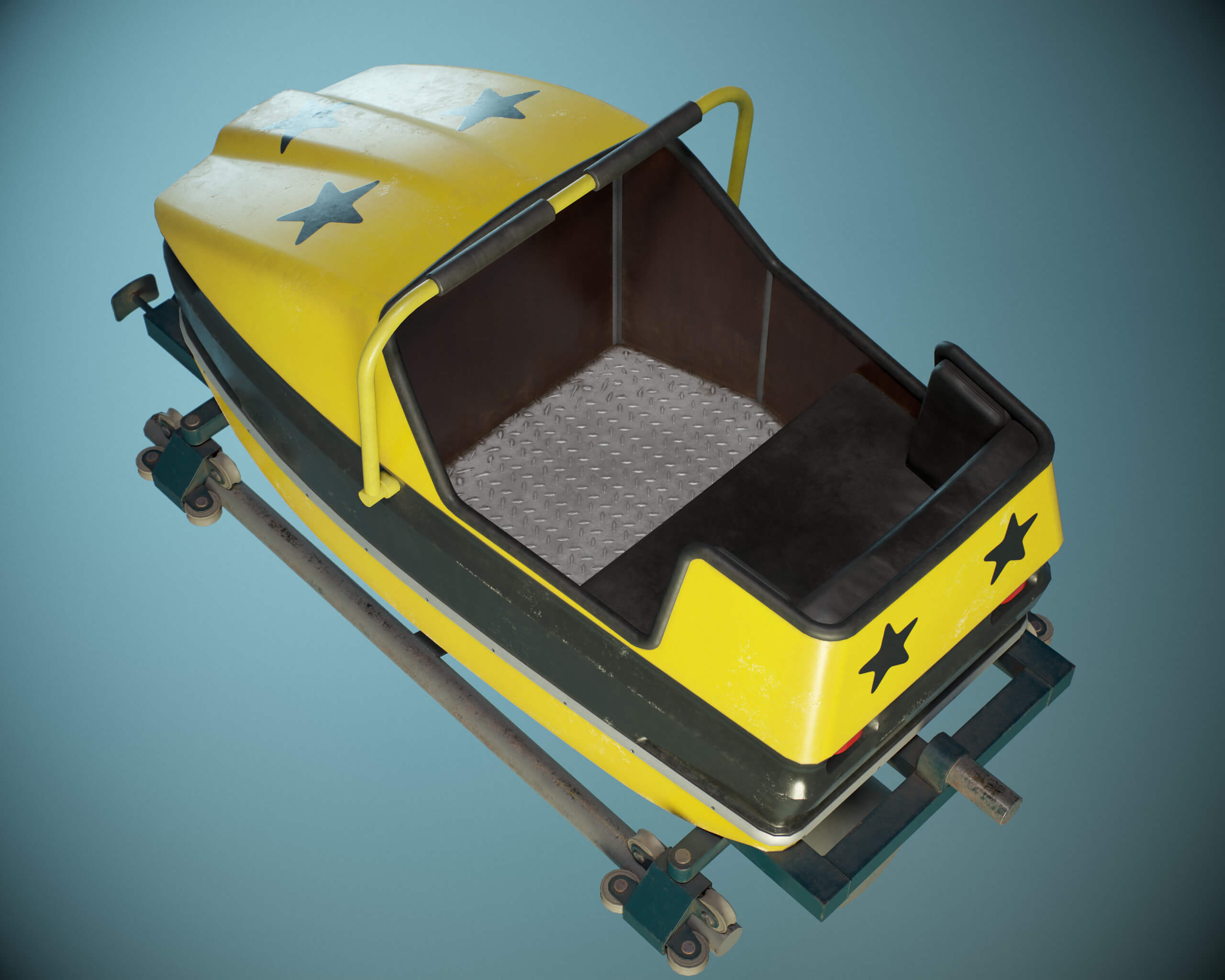 Roller Coaster Cart PBR Game Ready - 3D Model by YuriBarinov
