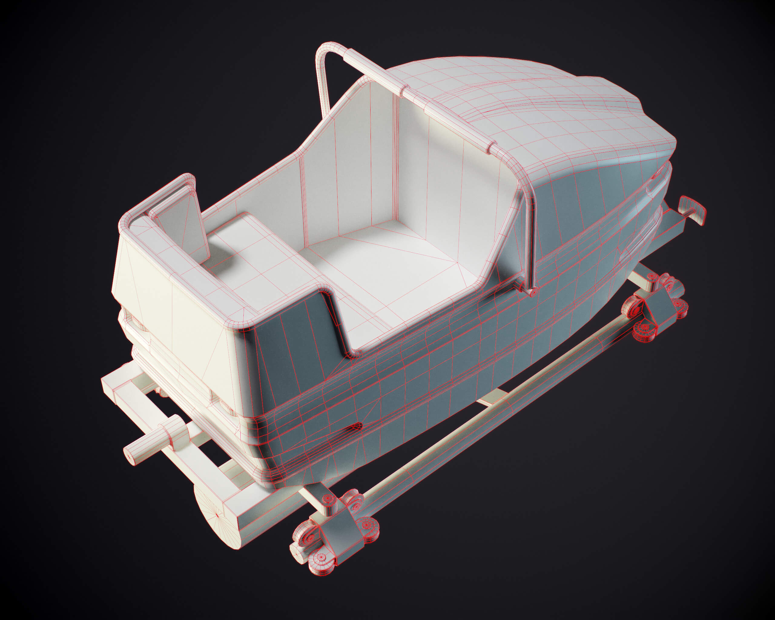 Roller Coaster Cart PBR Game Ready - 3D Model by YuriBarinov