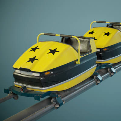Roller Coaster Cart PBR Game Ready - 3D Model by YuriBarinov