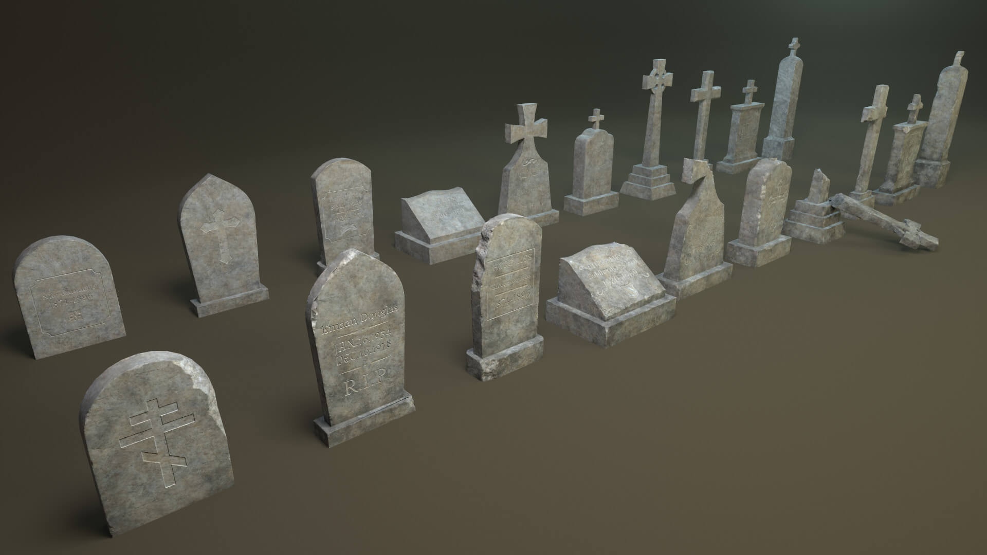 Tombstone Pack - 3D Model by YuriBarinov