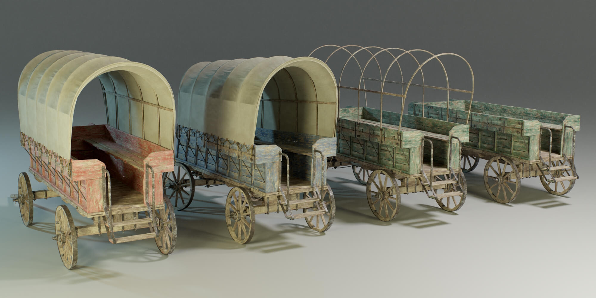 Wooden Medieval Carriage PBR Game Ready - 3D Model by YuriBarinov