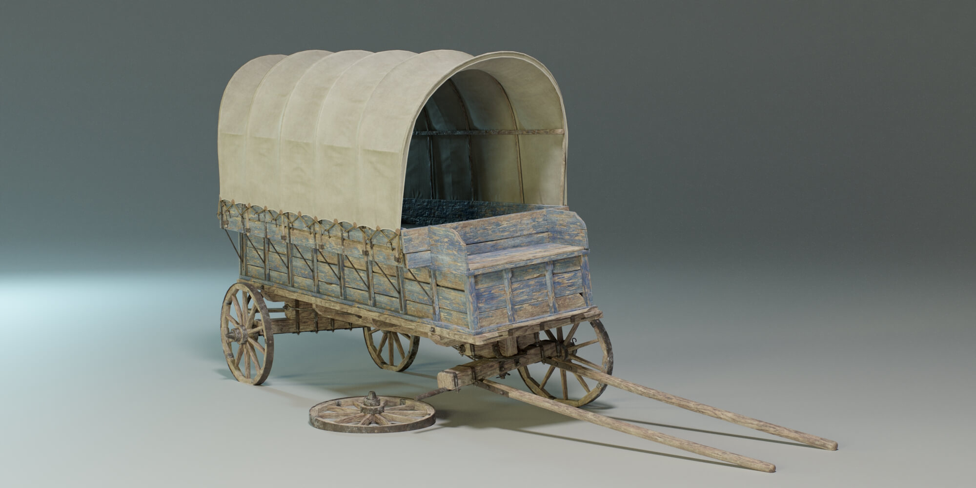 Wooden Medieval Carriage PBR Game Ready - 3D Model by YuriBarinov