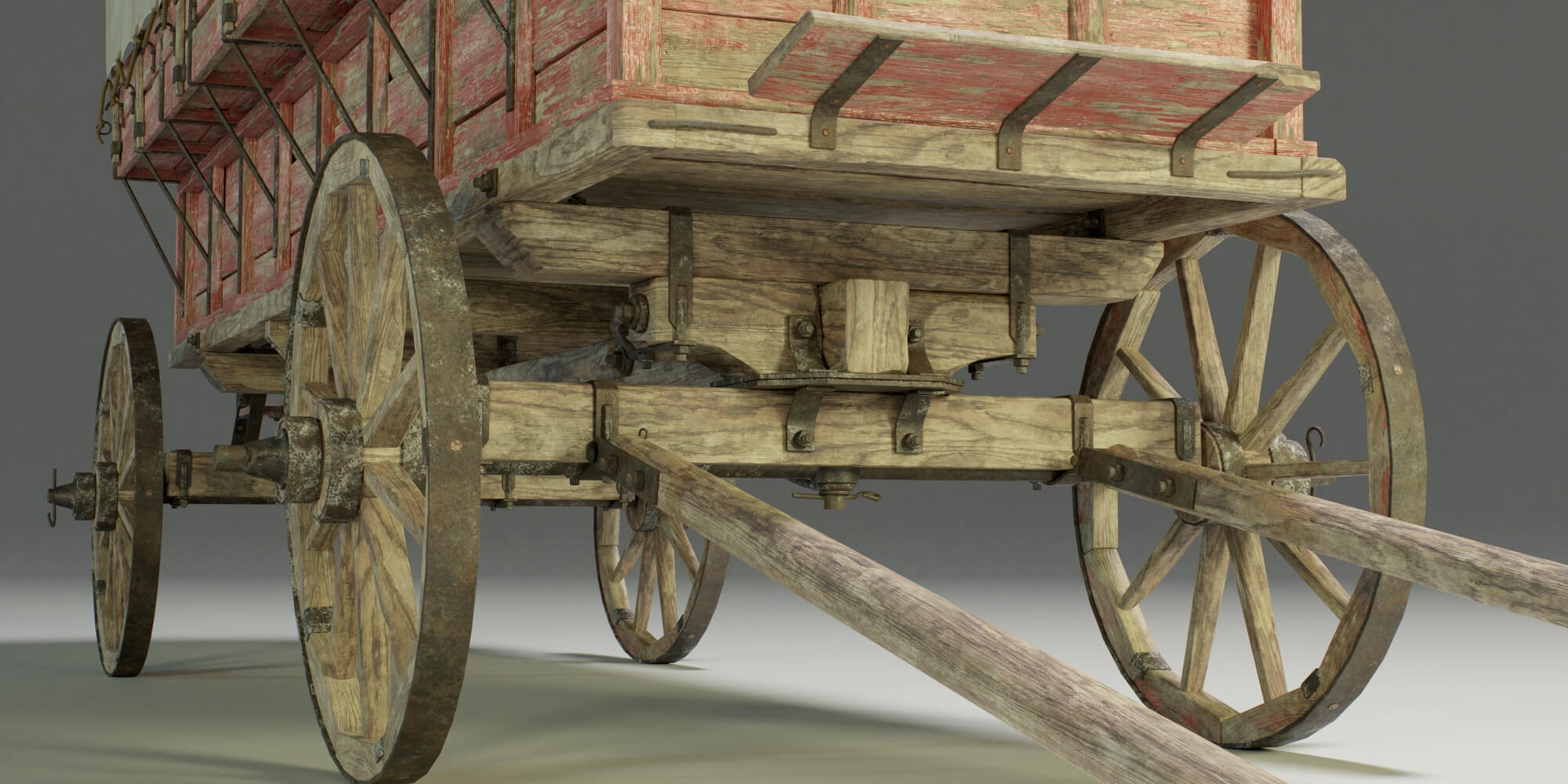 Wooden Medieval Carriage PBR Game Ready - 3D Model by YuriBarinov