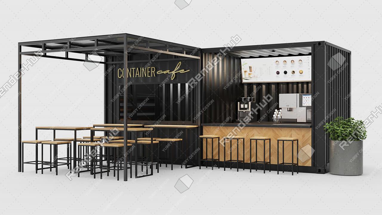 20Ft Container Cafe - Stock Image by yurry