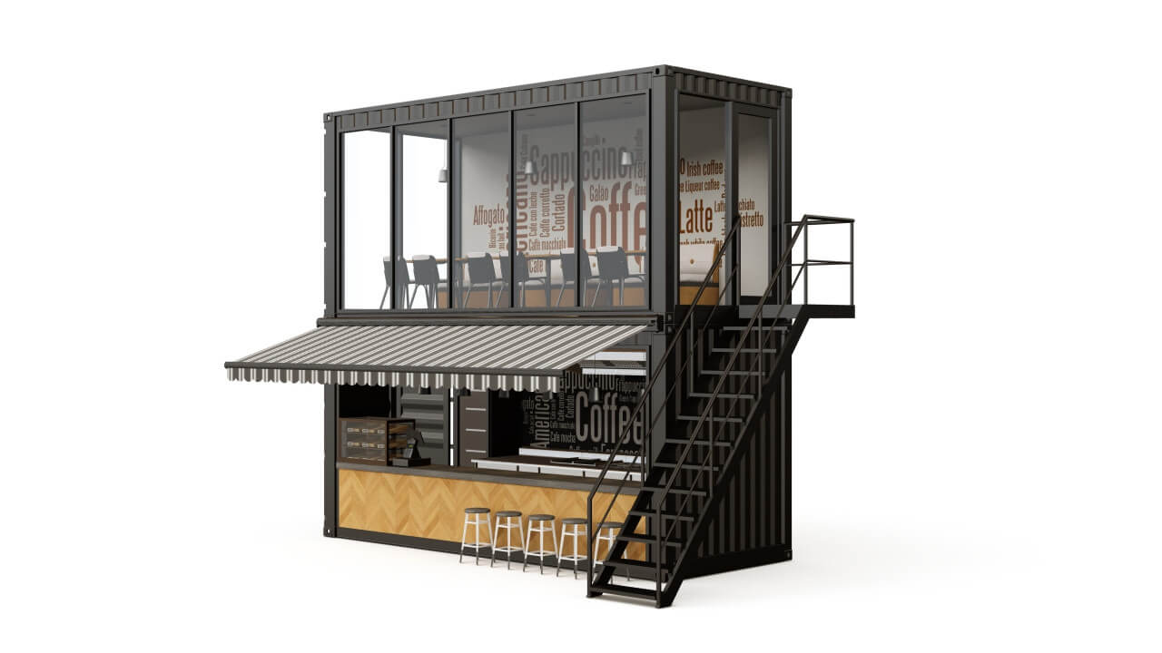 Multilevel Container Cafe - 3D Model by yurry