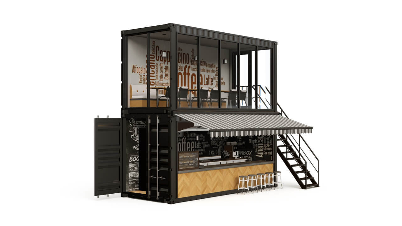 Multilevel Container Cafe - 3D Model by yurry