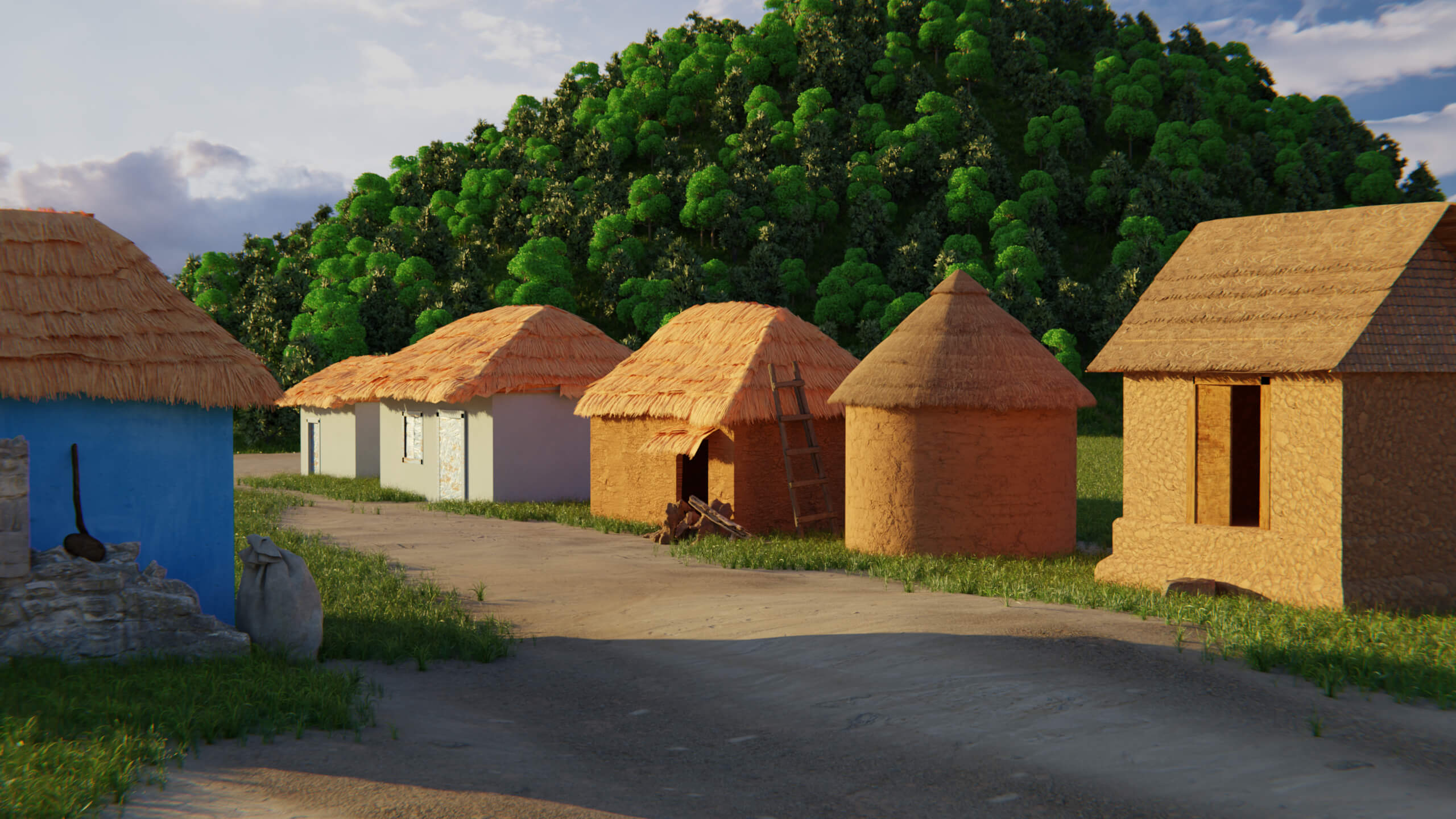 Exterior Landscape Village Scene - 3D Model by yuvibanna